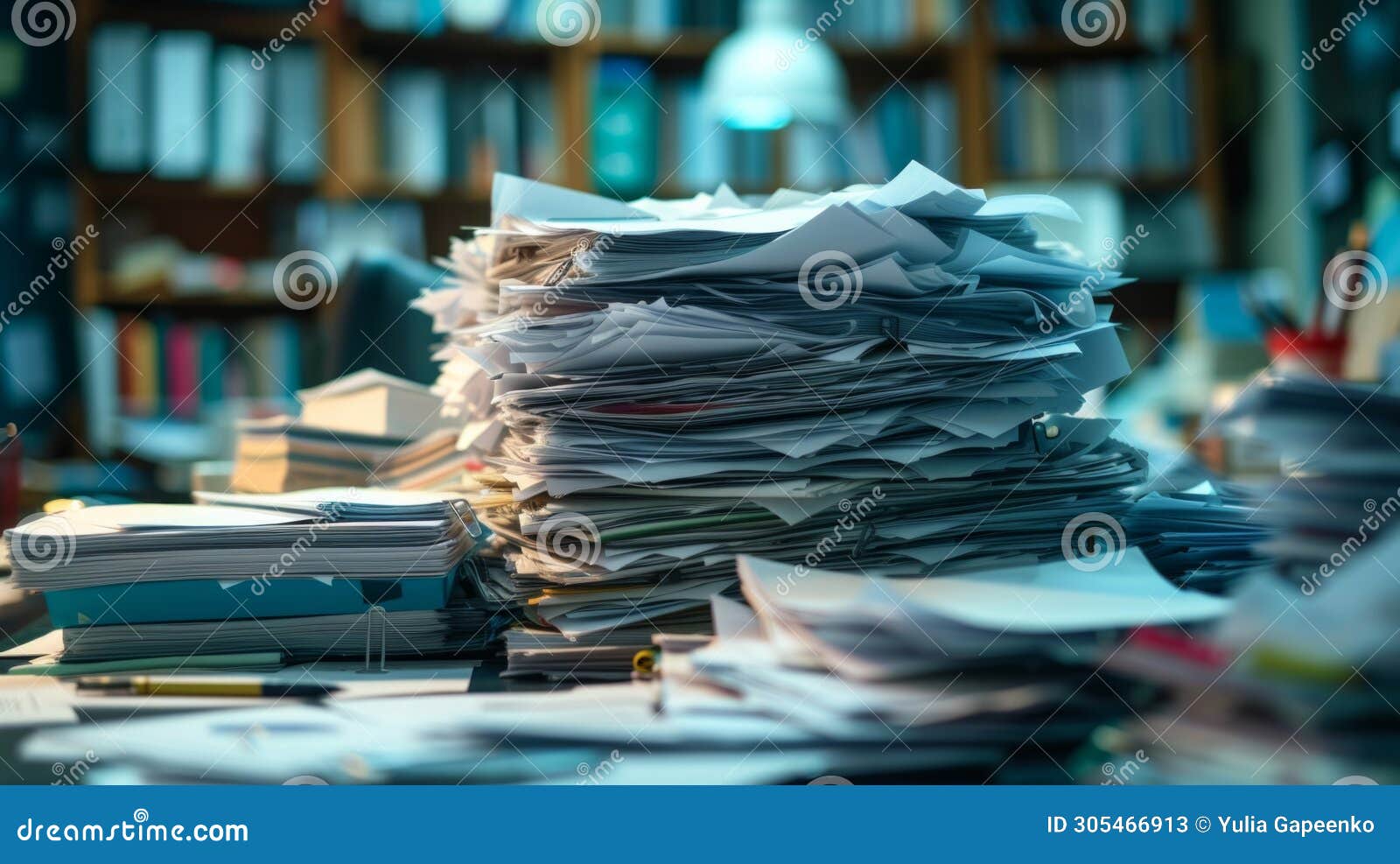 A Pile of Papers Sitting on the Office Desk Stock Image - Image of ...