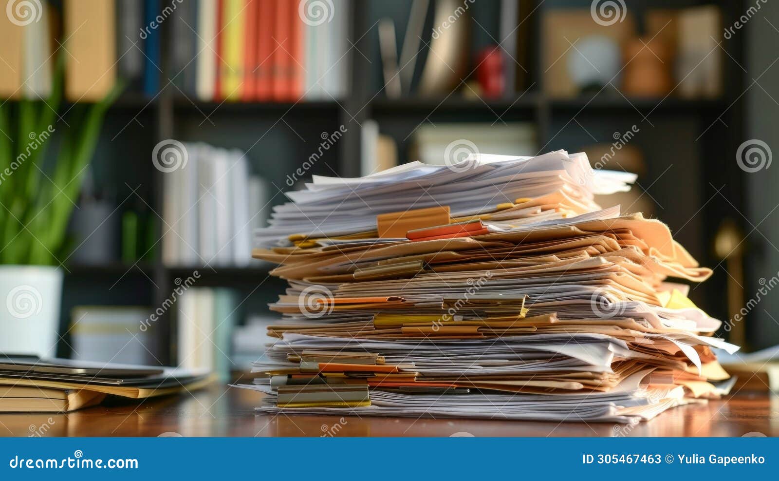 A Pile of Papers Sitting on the Office Desk Stock Image - Image of ...