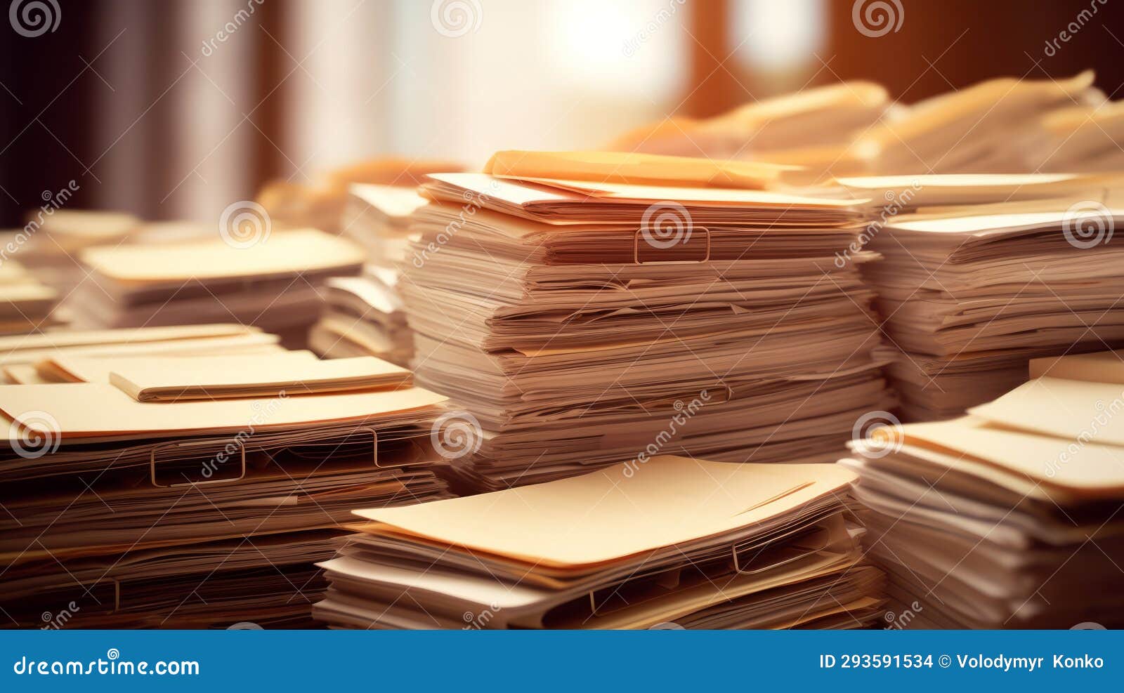 A Pile of Papers Sitting on Top of a Table Stock Illustration ...