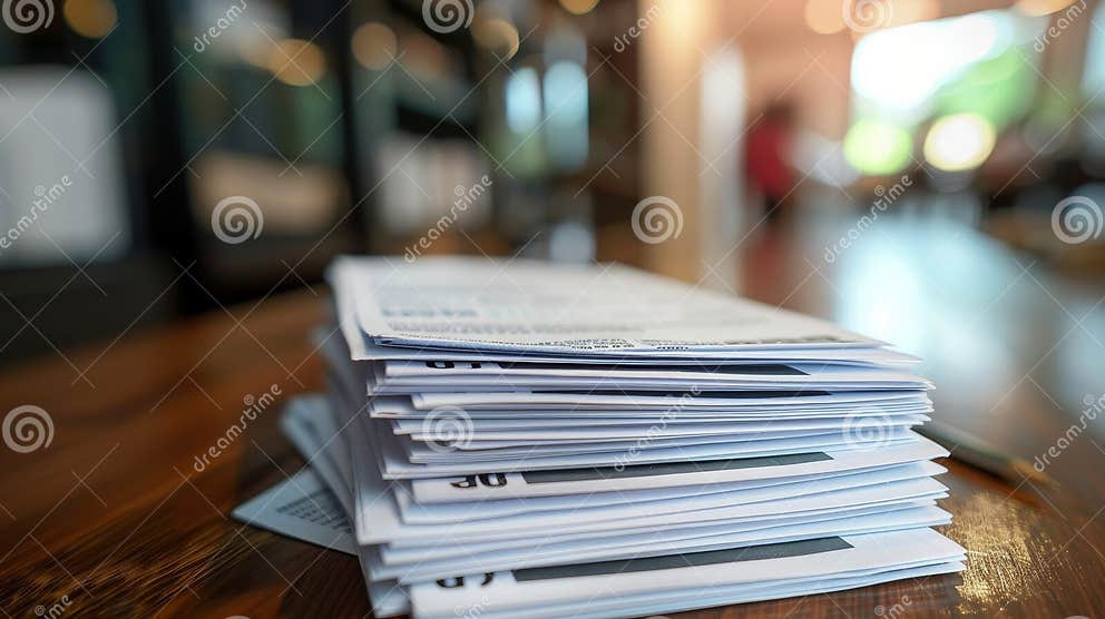 Pile of Papers on a Table in an Office Setting, Symbolizing Paperwork ...