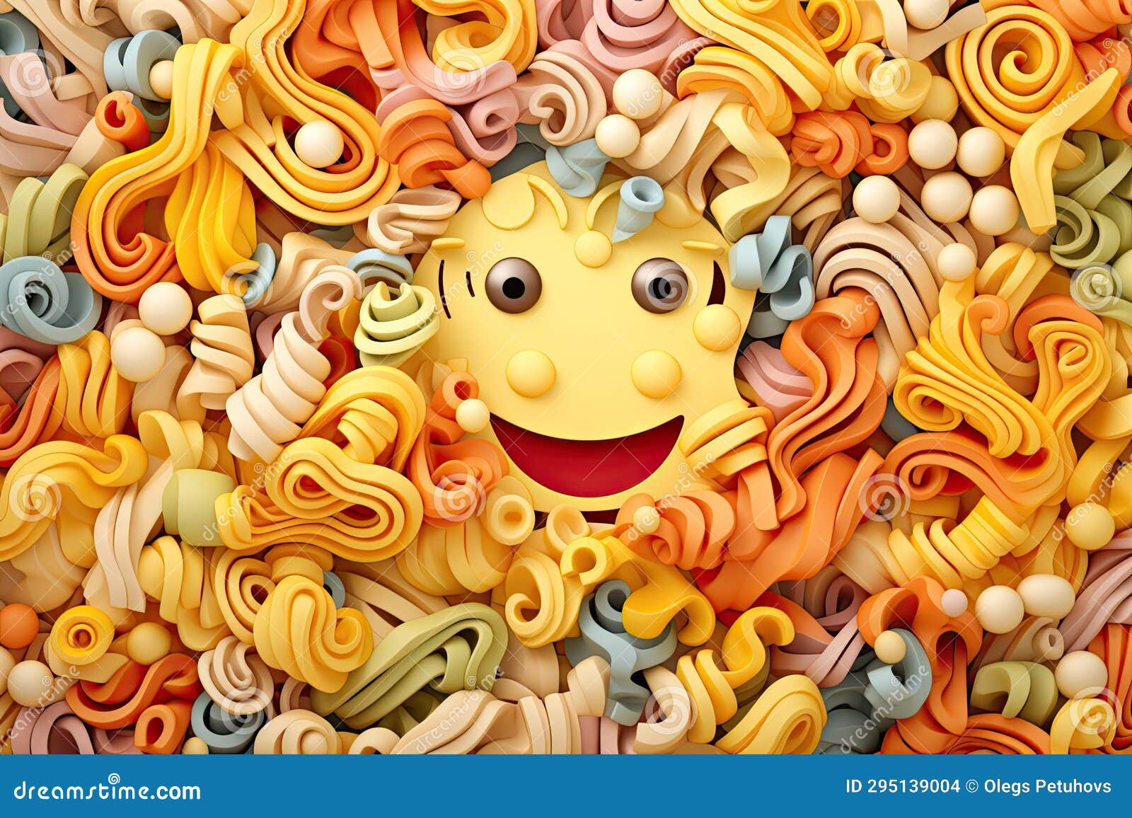 A Pile of Pasta with a Smiling Face on it S Face. Generative Ai Stock ...