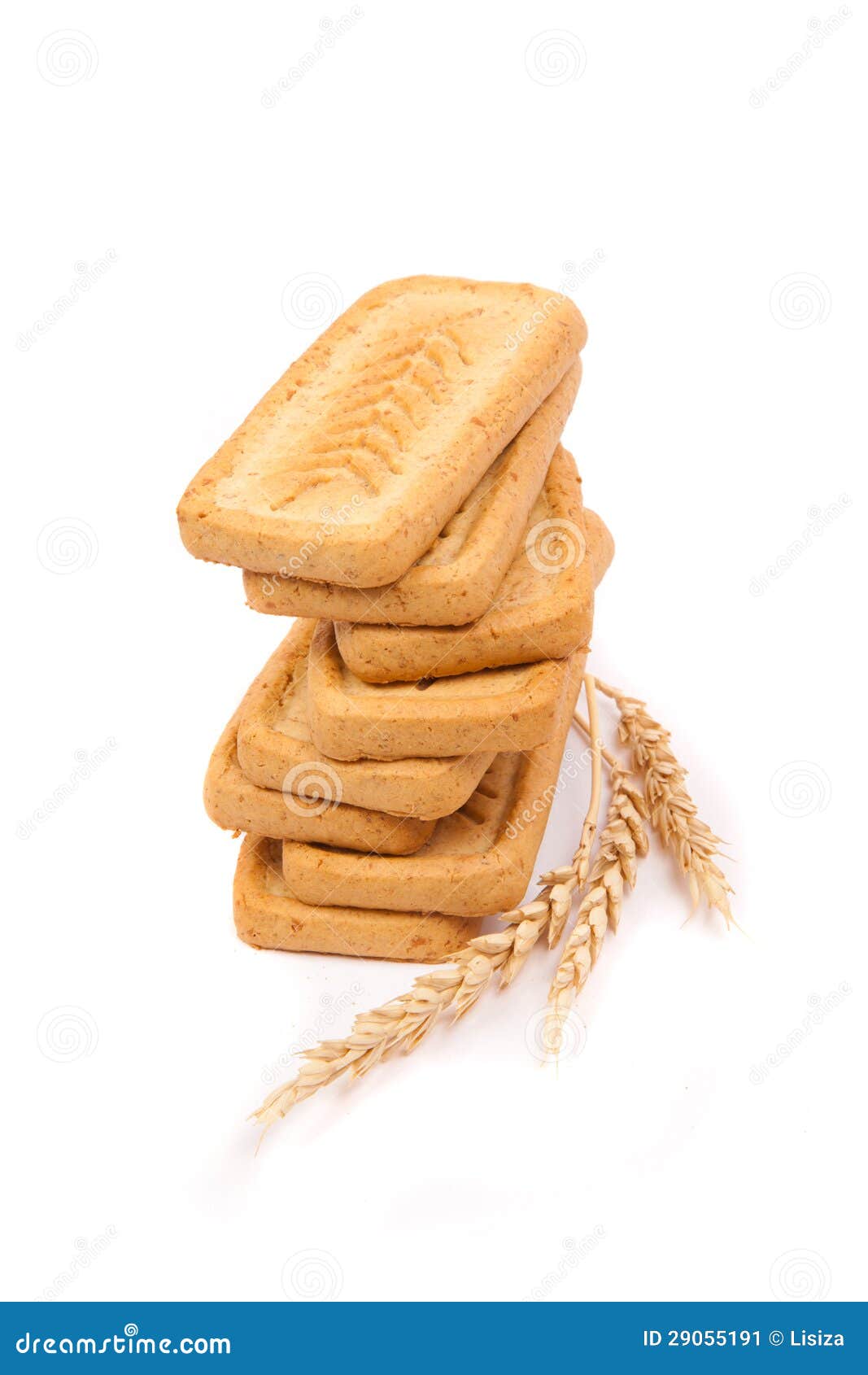 Pile of Pastry Cookies with Wheat Isolated on White Background Stock ...