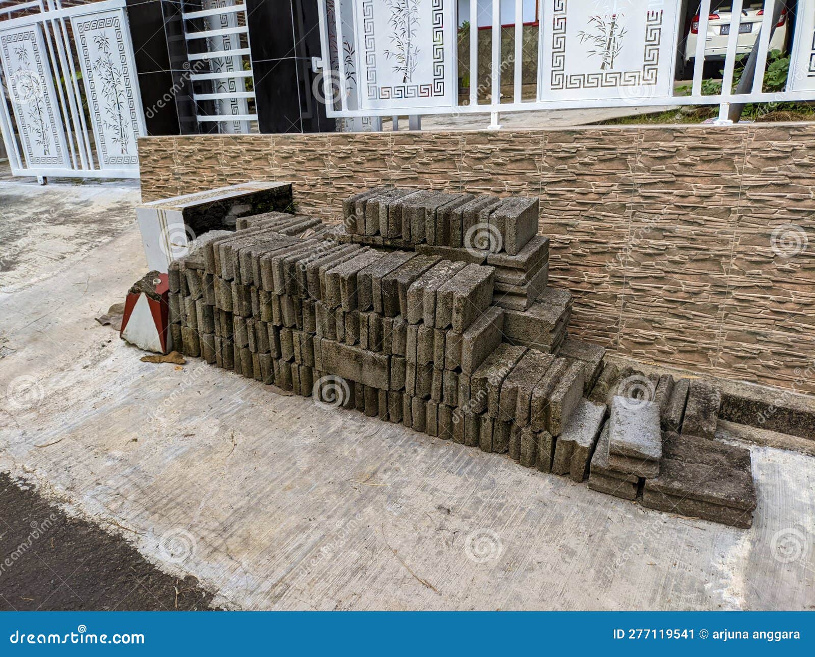 A pile of paving blocks stock image. Image of outdoor - 277119541