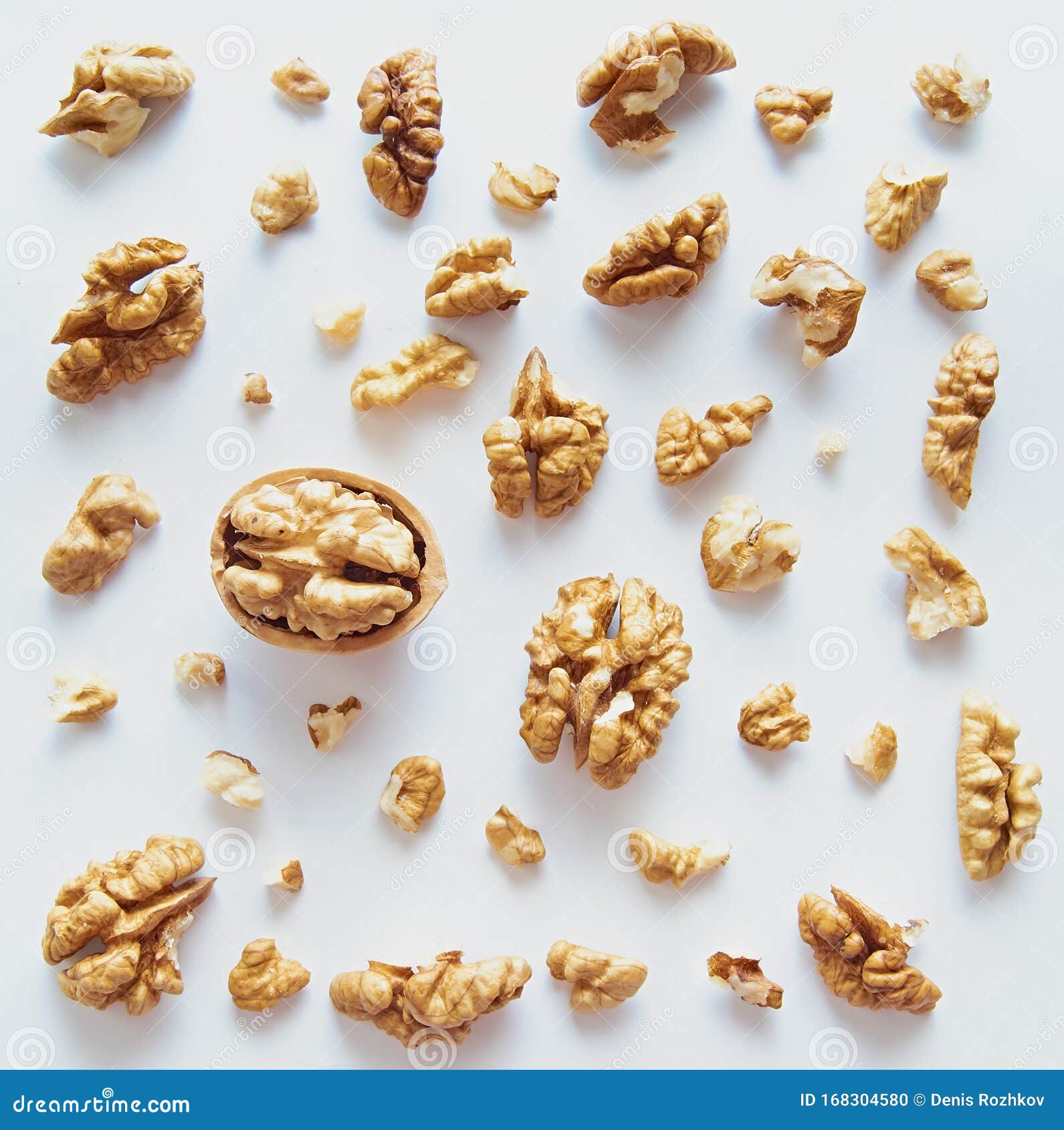 The Purified Kernel of a Walnut Isolated on a White Background. Set or ...