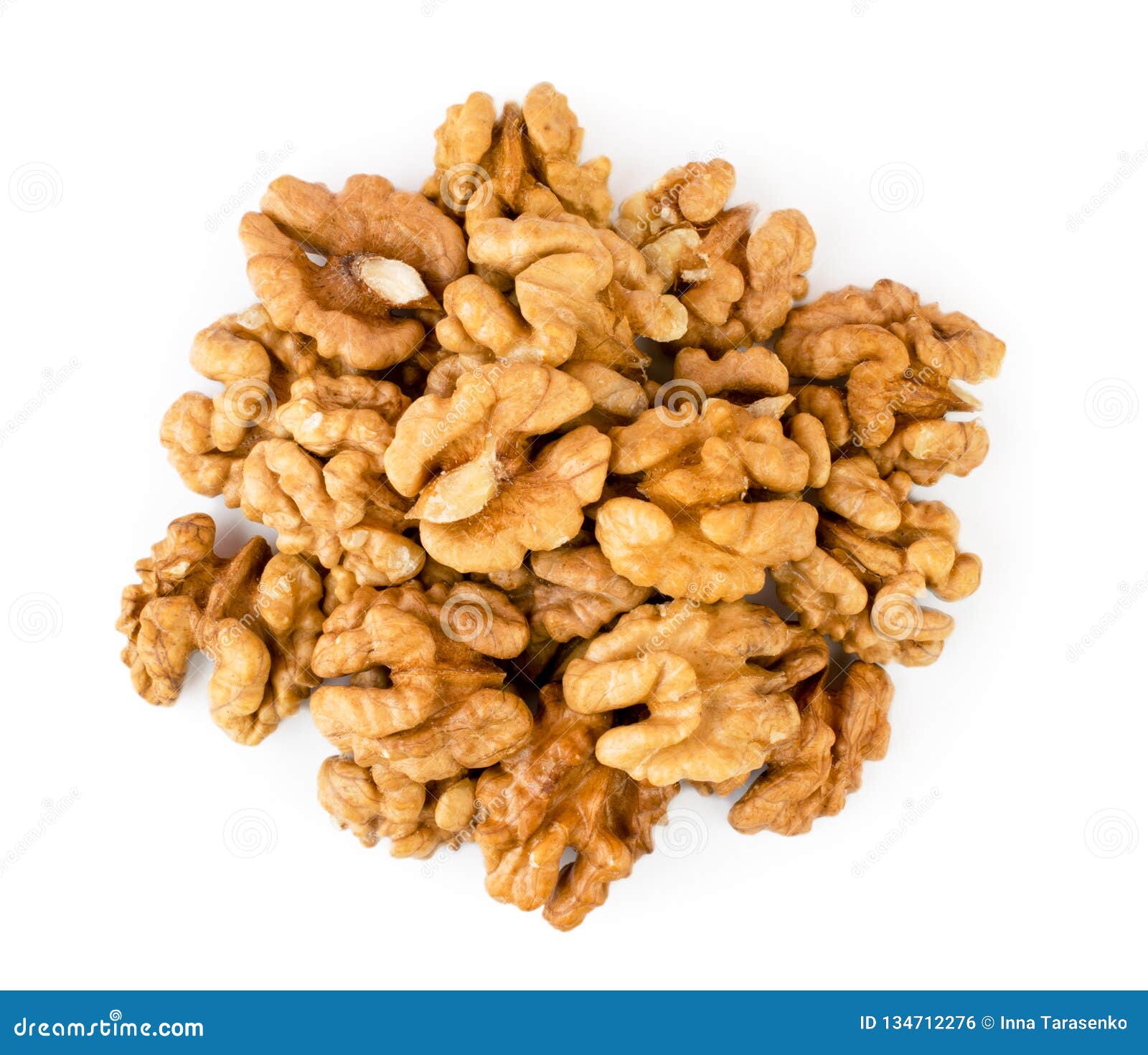 Pile of Peeled Walnut on a White. the View from the Top. Stock Photo ...
