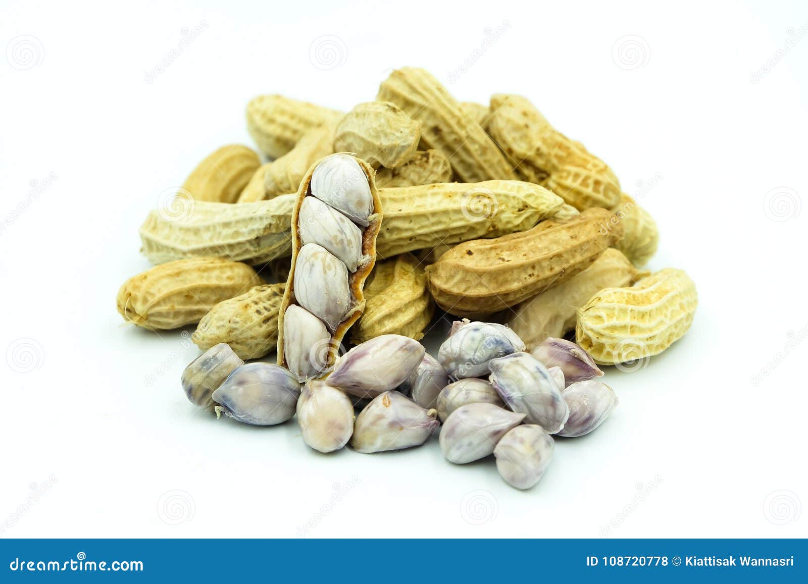 Pile of Penuts on White Background Stock Photo - Image of snack ...