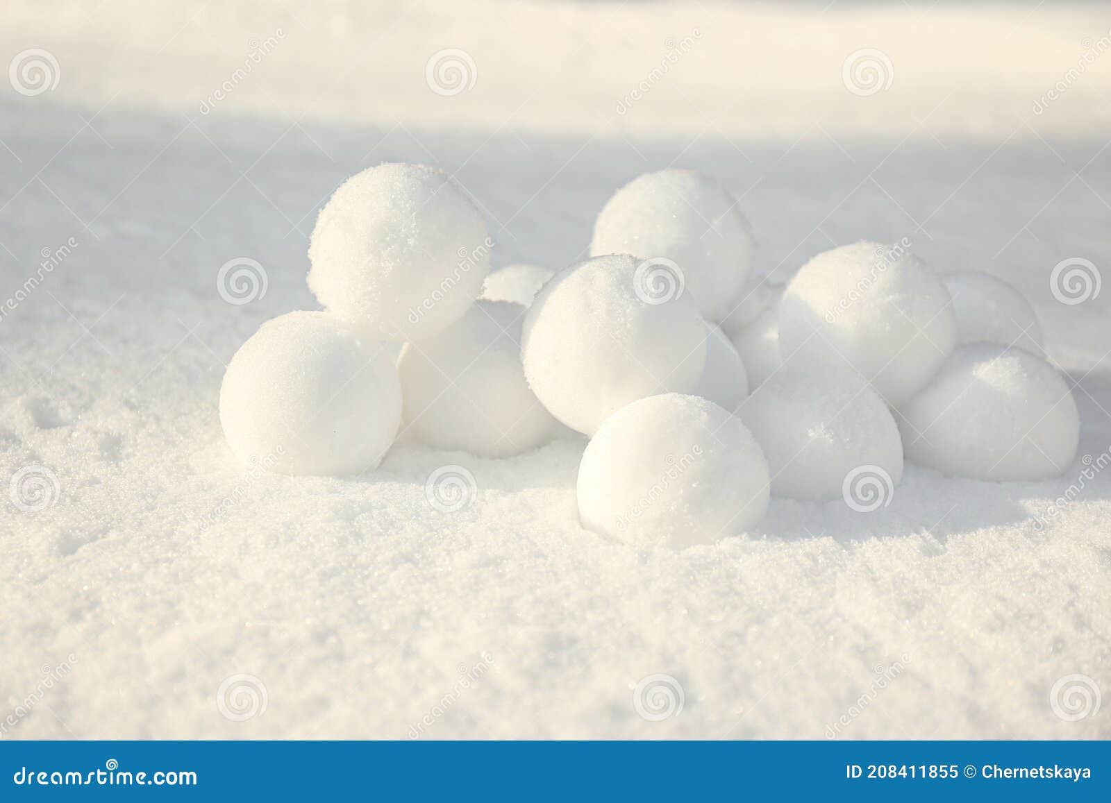 Pile of Perfect Round Snowballs on Snow Outdoors Stock Image - Image of ...