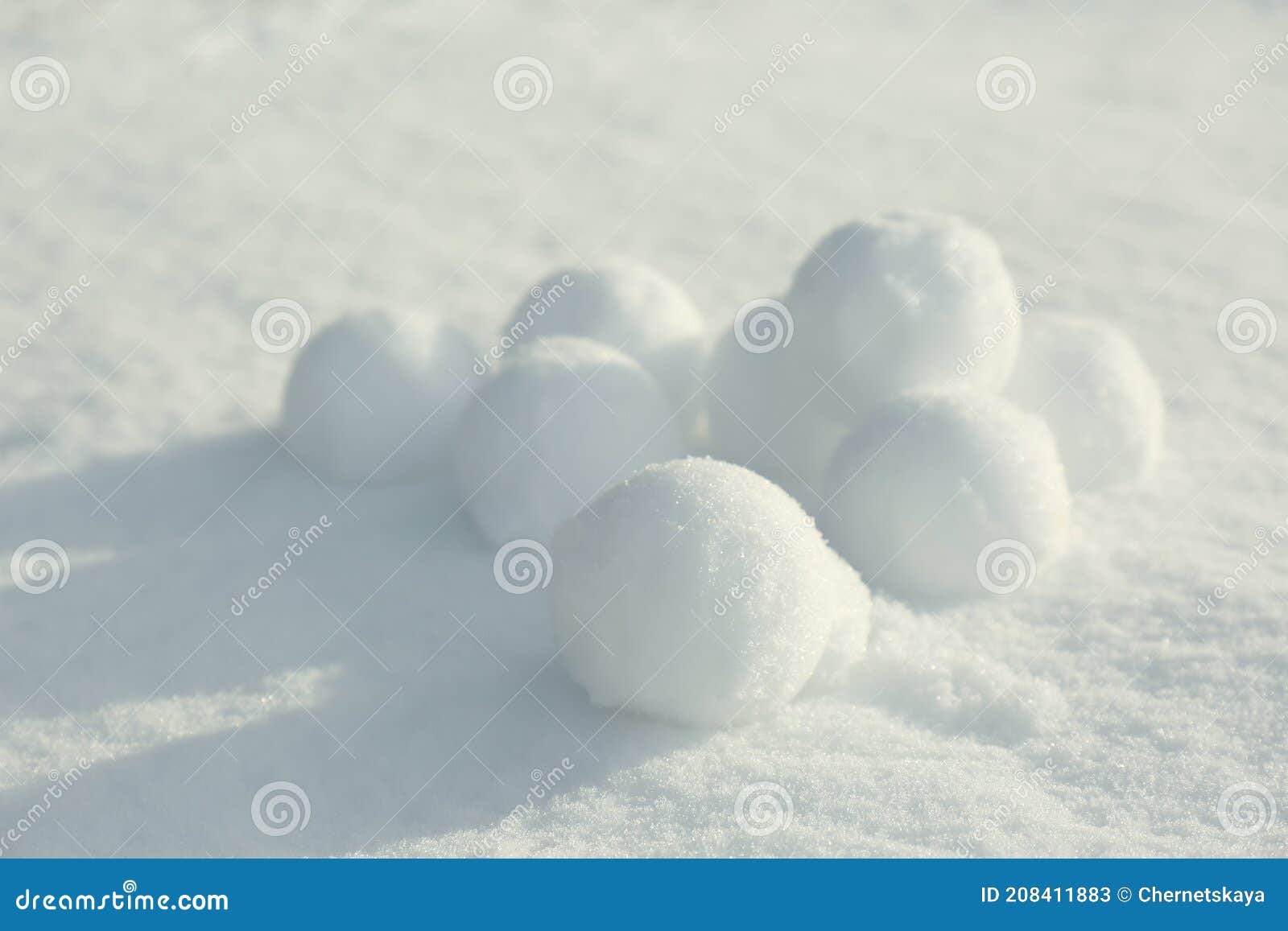 Pile of Perfect Round Snowballs on Snow Outdoors Stock Image - Image of ...