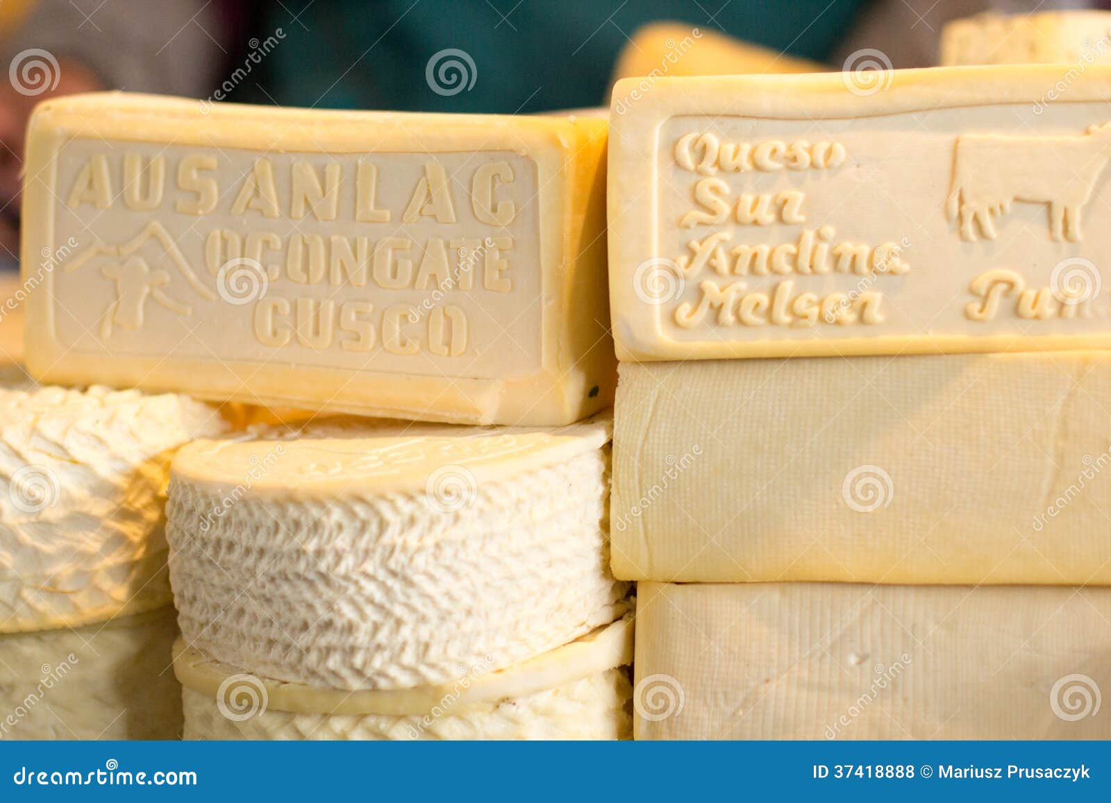 Pile of Peru Cheese on the Cusco Cheese Market Stock Photo - Image of ...