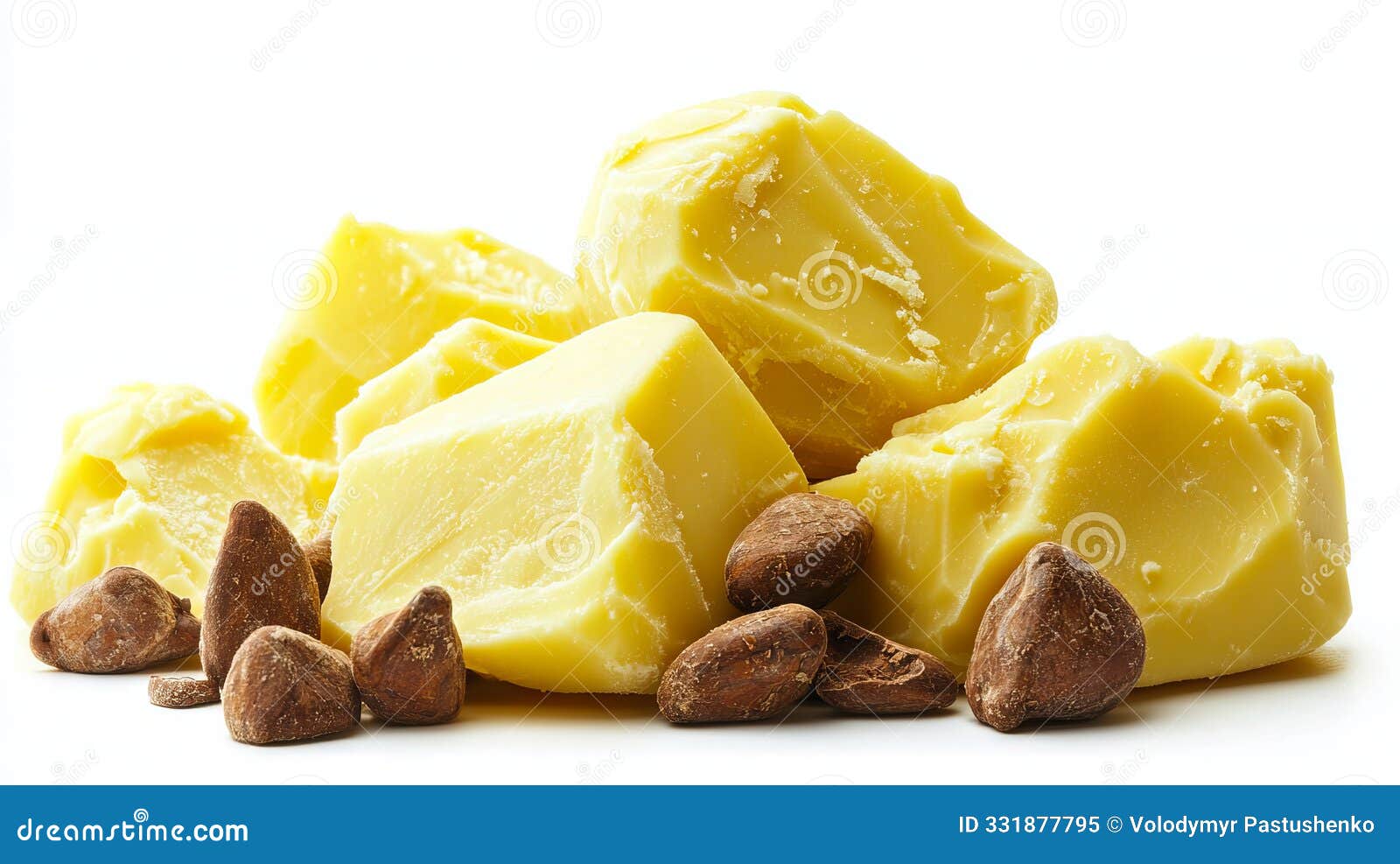A Pile of Pieces of Butter and Nuts on a White Background Stock Image ...