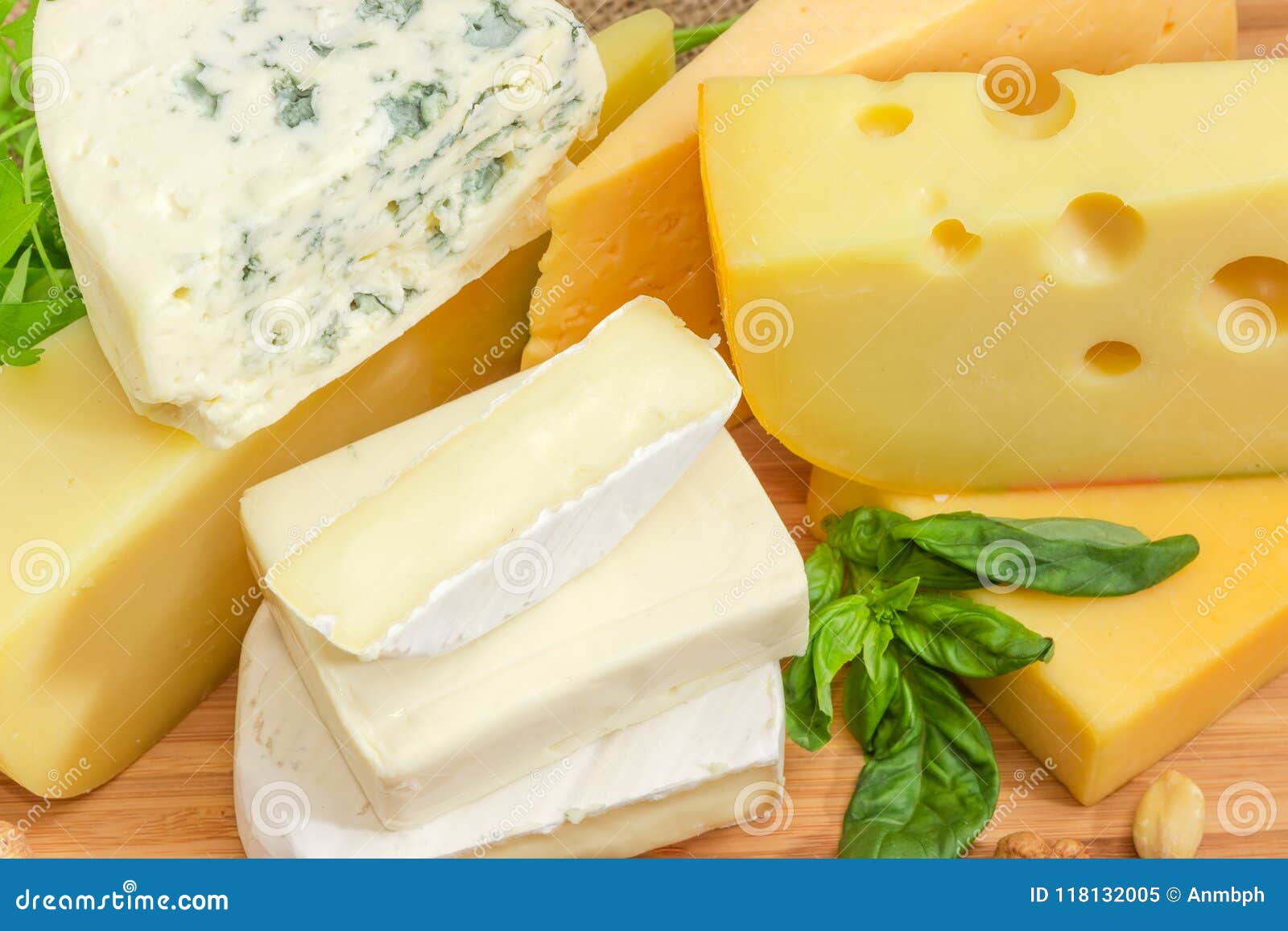 Pile of Pieces of Different Cheese Closeup at Selective Focus Stock ...