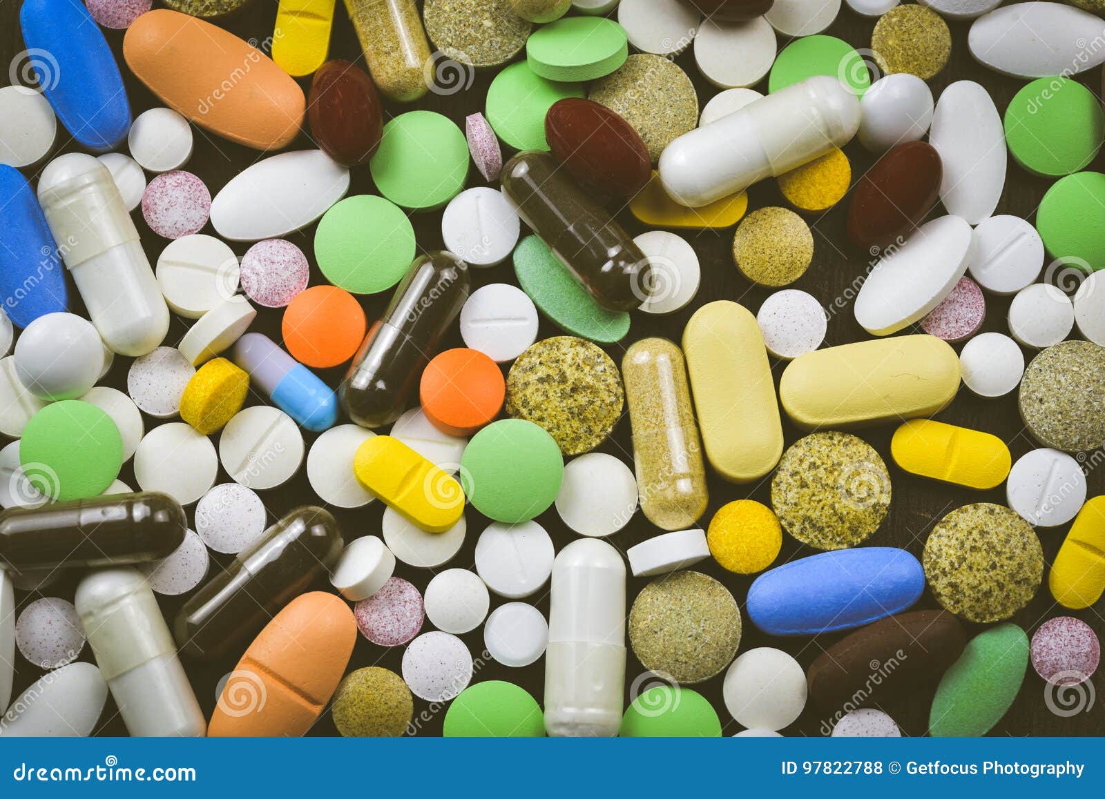 Pile of Pills and Capsules stock photo. Image of physician - 97822788