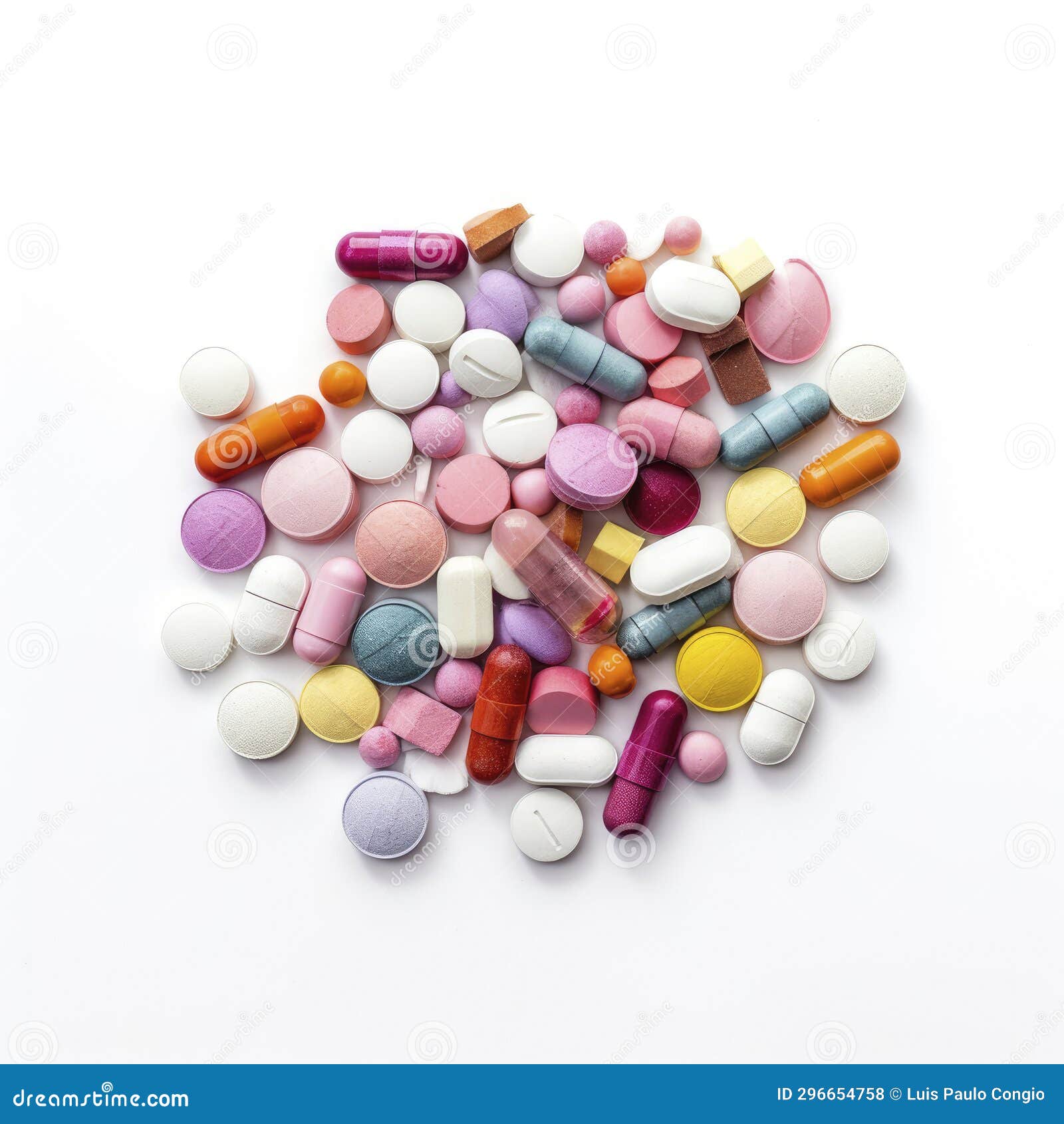 A Stack of Pills on a Clean White Background Stock Photo - Illustration ...