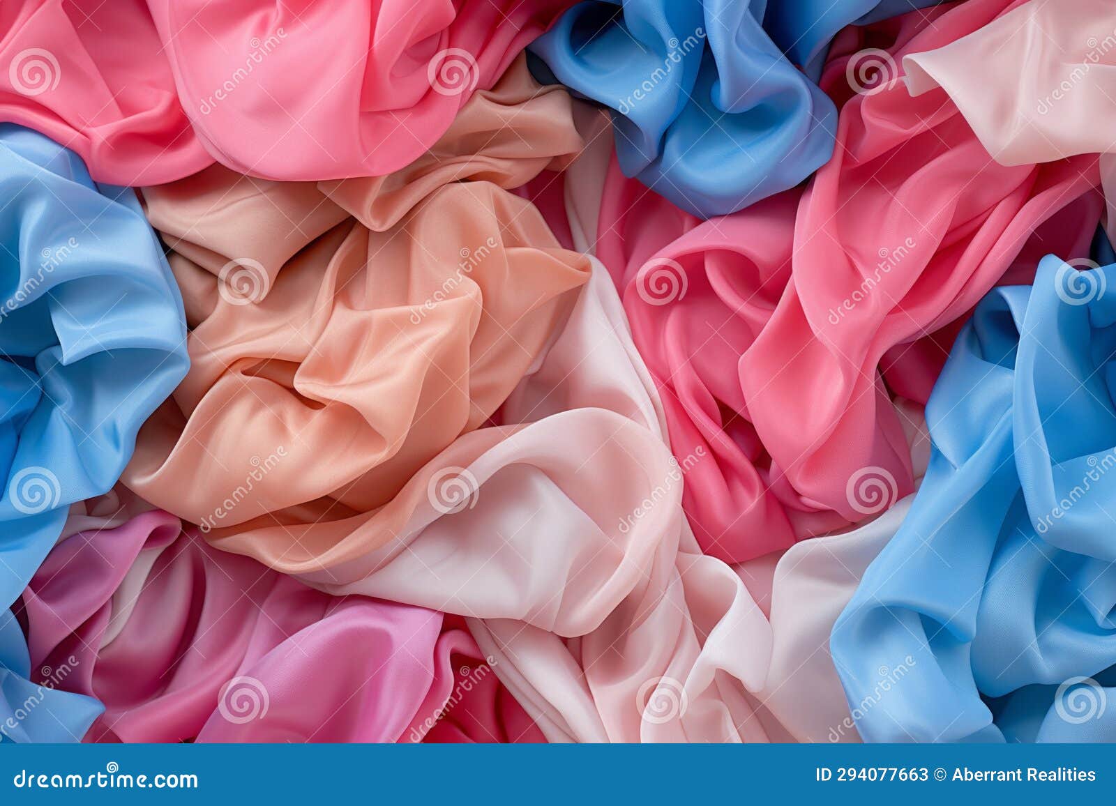 A Pile of Pink Blue and Red Fabric Stock Illustration - Illustration of ...