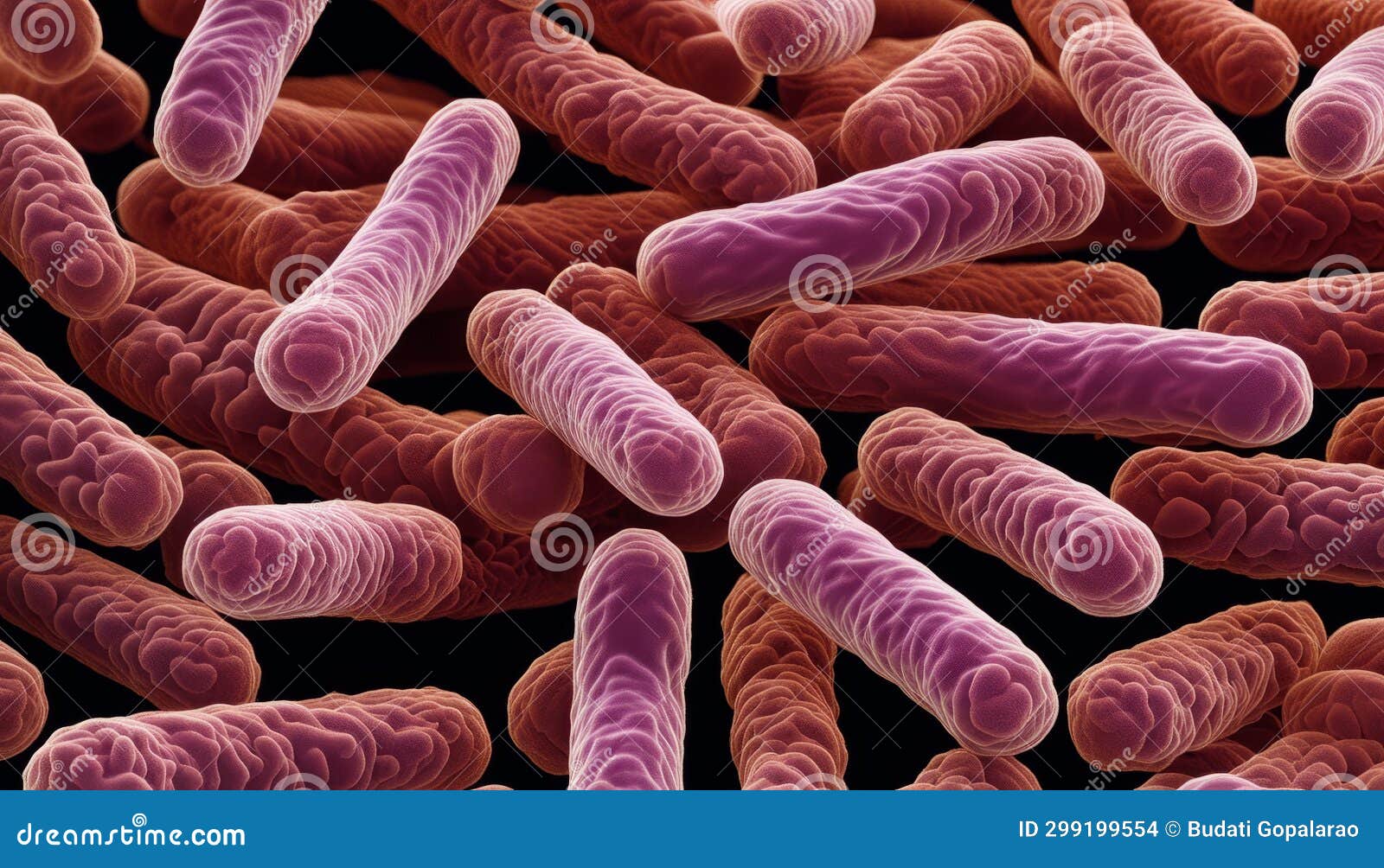 A Pile of Pink and Orange Colored Bacteria Stock Illustration ...