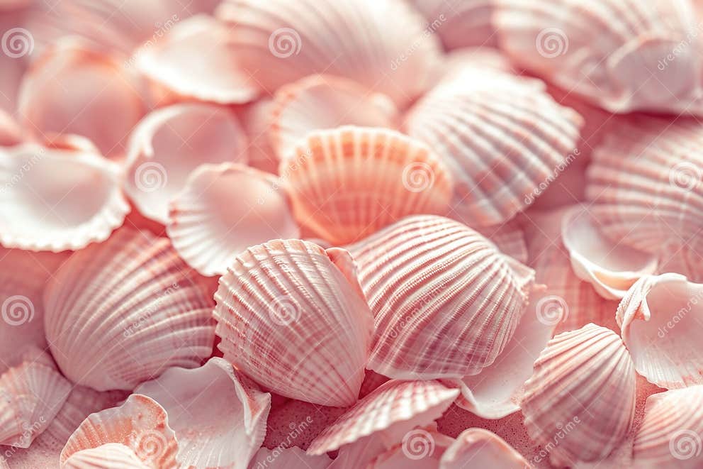 A Pile of Pink Shells, Background Image Stock Illustration ...