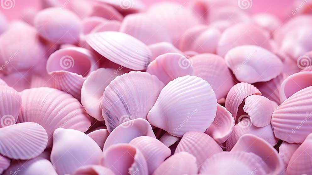 A Pile of Pink Shells, Background Image Stock Illustration ...