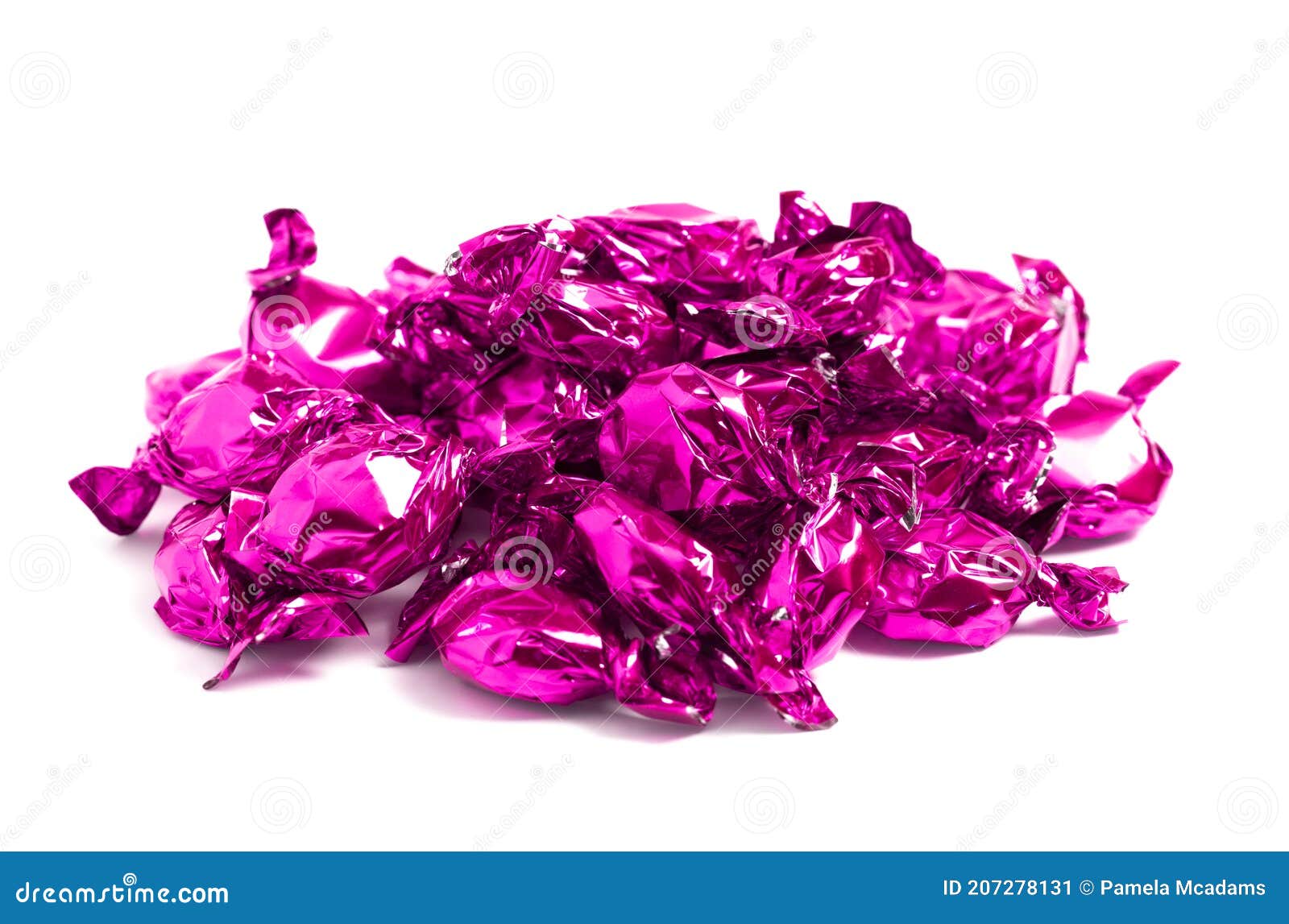 Pile of Pink Wrapped Candy Isolated on a White Background Stock Image ...
