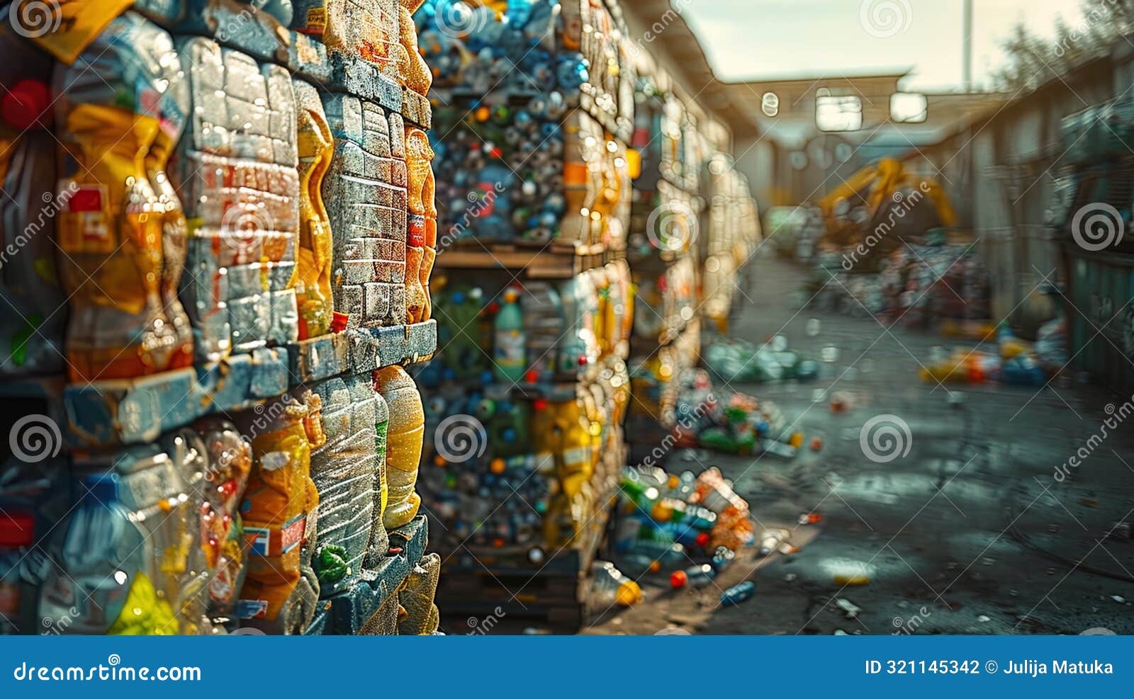 A Pile of Plastic Bottles and Containers are Stacked in a Warehouse ...