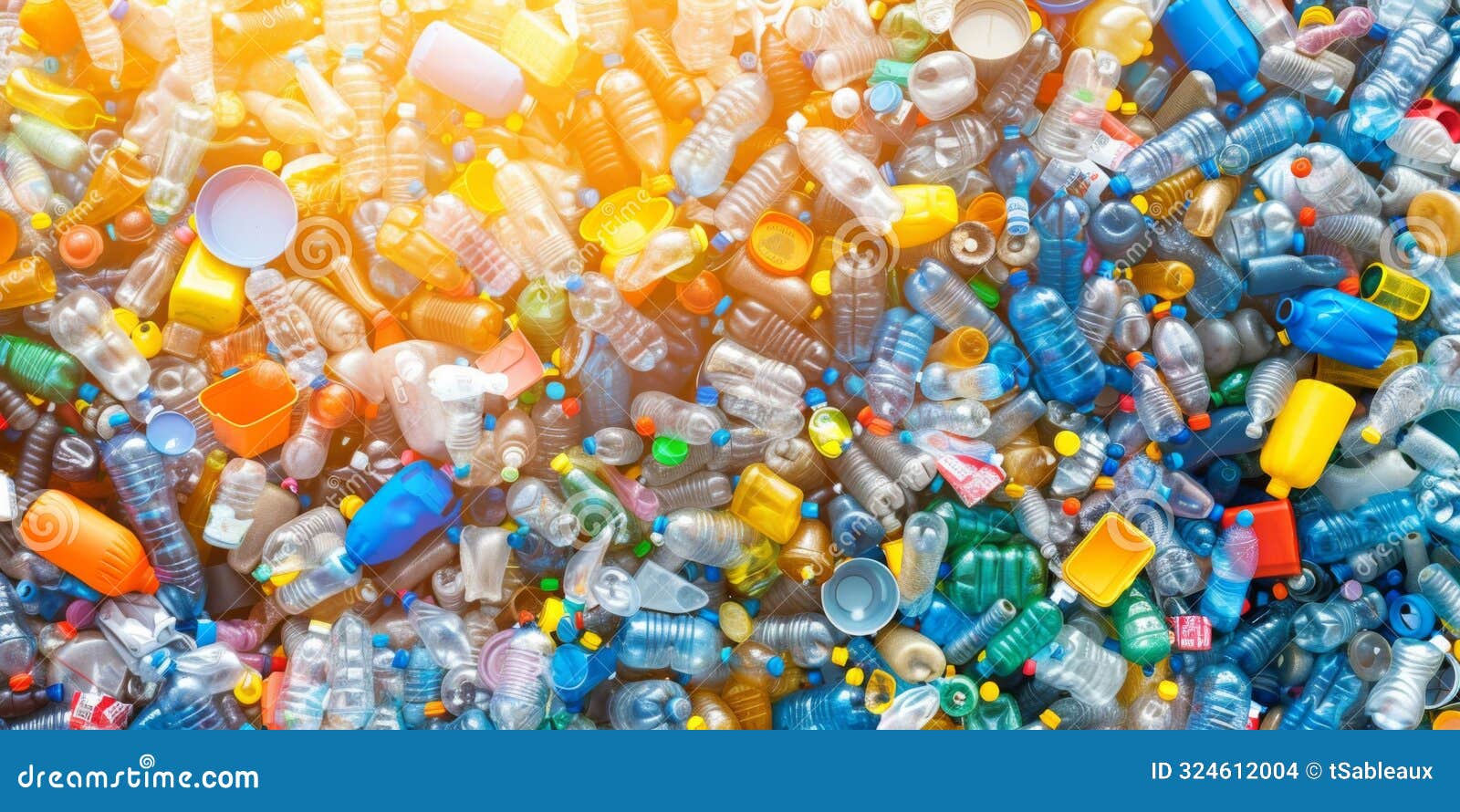 A Pile of Plastic Bottles and Containers Under Bright Sunlight Stock ...