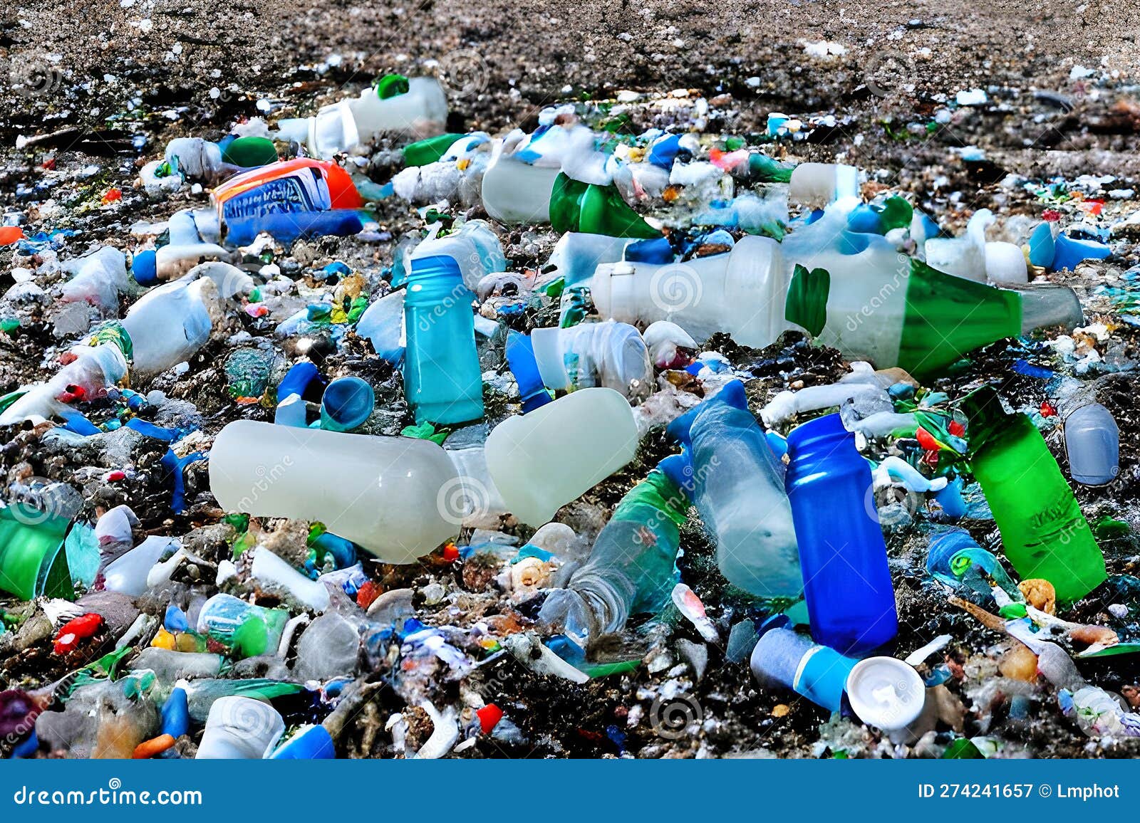 Pile of Plastic Bottles and Garbage Strewn Along a Beach AI Generated ...