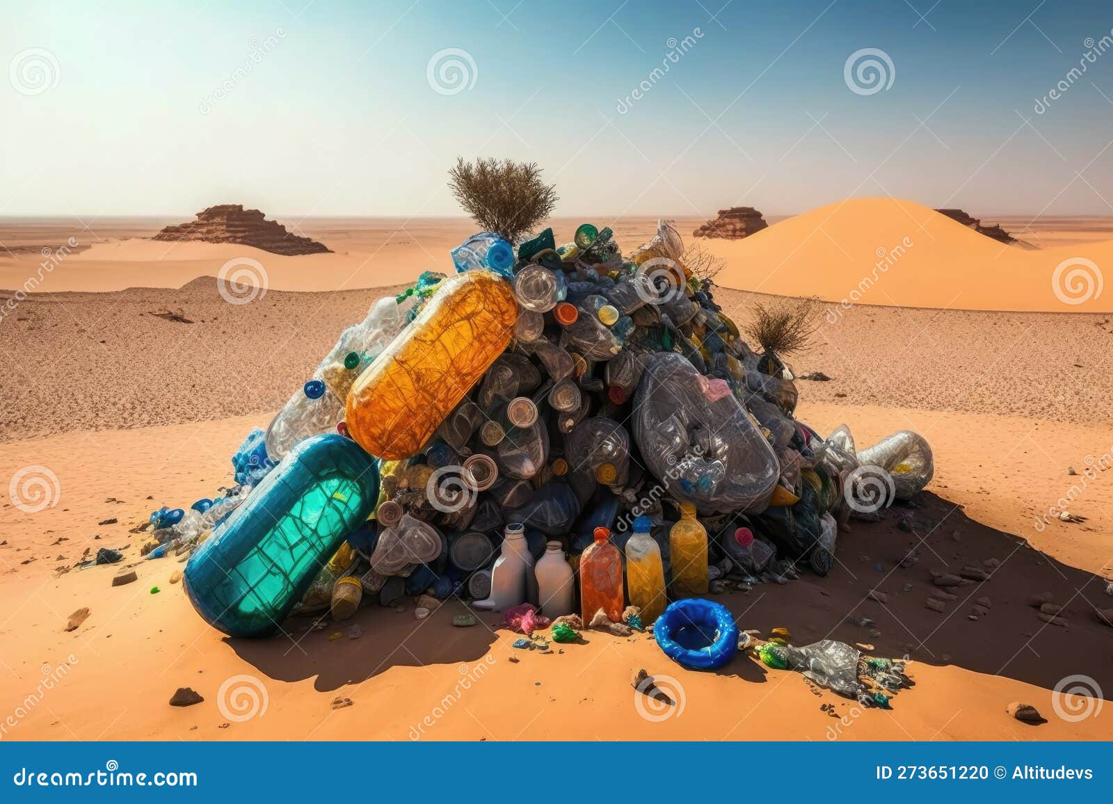 A Pile of Plastic Bottles and Other Garbage in the Middle of a Desert ...