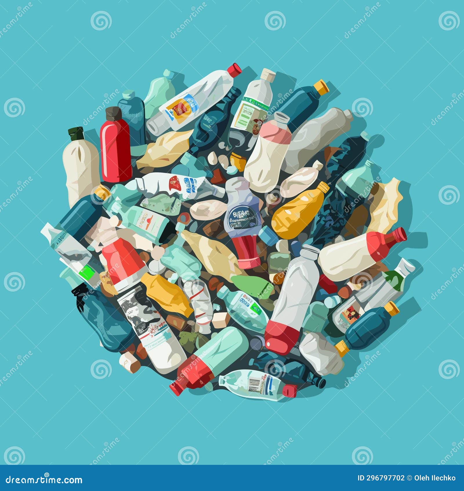 Pile of Plastic Bottles Set Isometric Vector Isolated Illustration ...