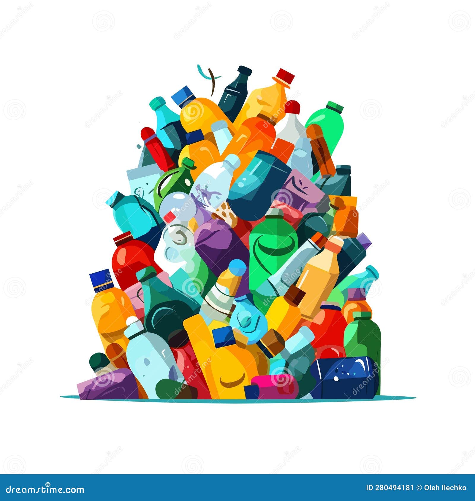 Pile of Plastic Bottles Vector Illustration Isolated Illustration Stock ...