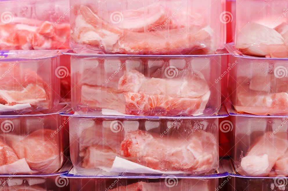 Pile of Plastic Meat Containers Meat, Ready for Processing or ...