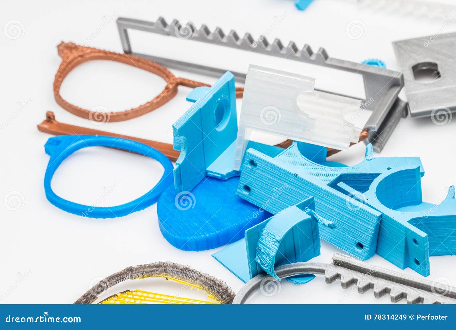 Pile of Plastic Things on the White Table Surface Stock Image - Image ...