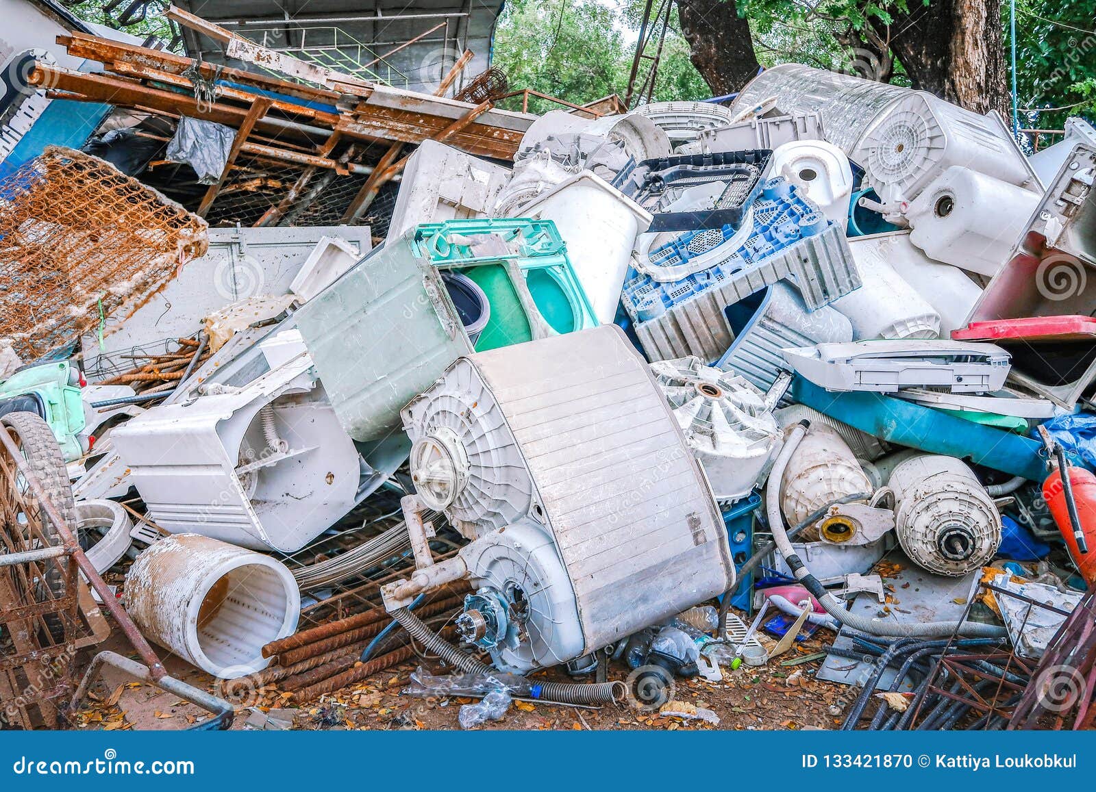 Pile of Used Washing Machine for Recycling Stock Photo - Image of ...