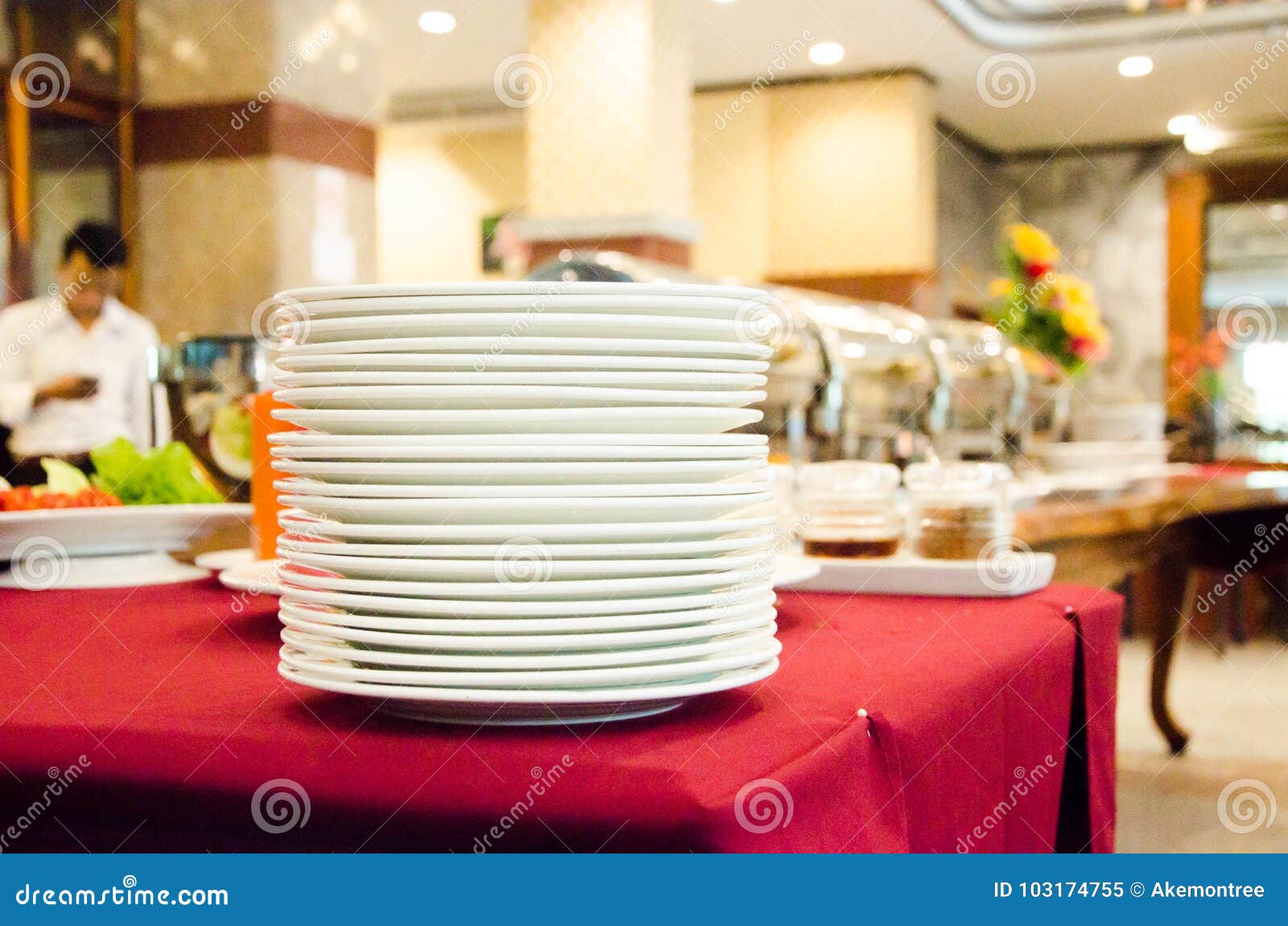 Pile of Plate on Buffet Bar Stock Image - Image of group, healthy ...