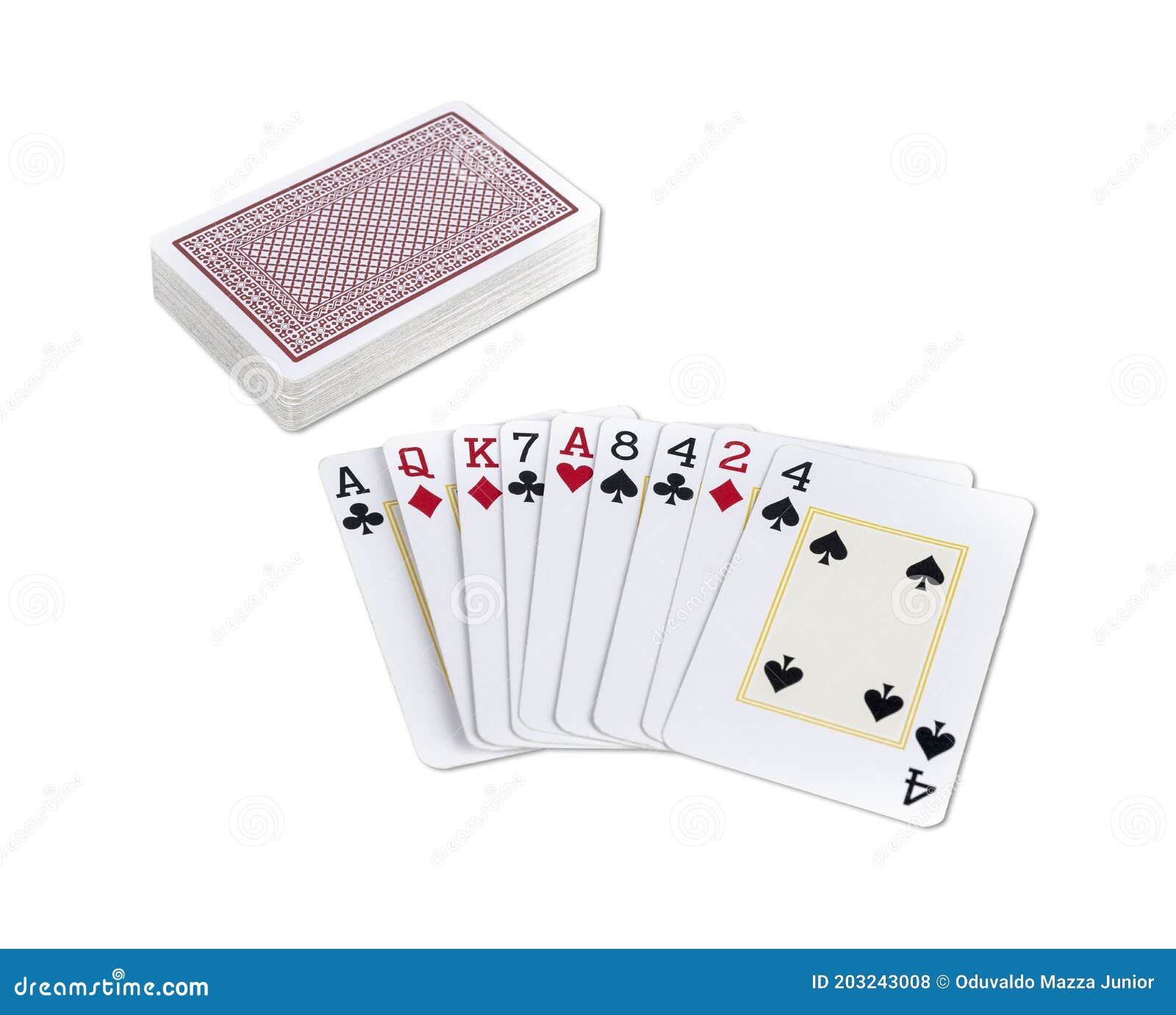 Pile of Playing Cards with Some Cards Faced Up Stock Photo - Image of ...