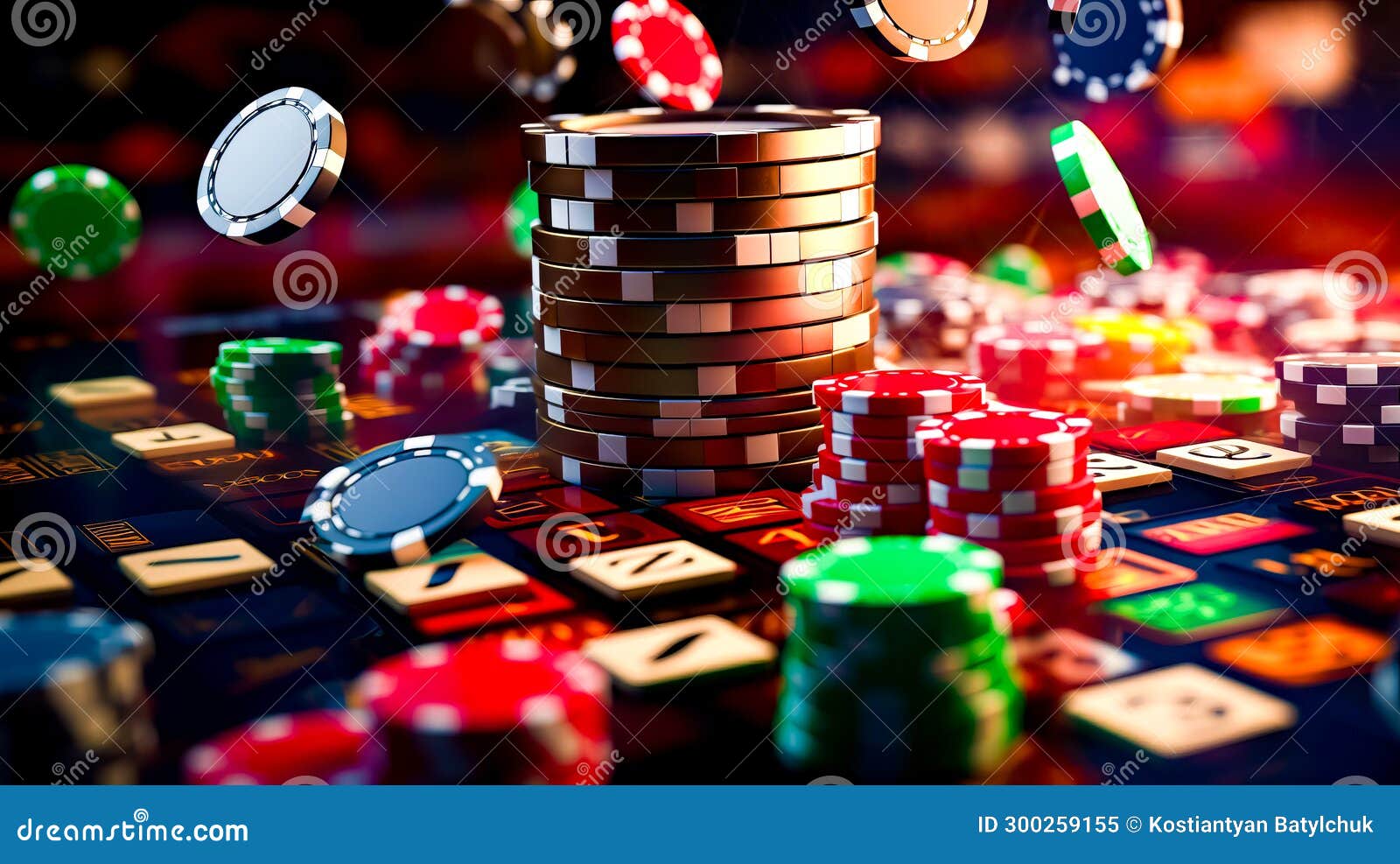 Pile of Poker Chips Sitting on Top of Table Next To Pile of Poker Chips ...