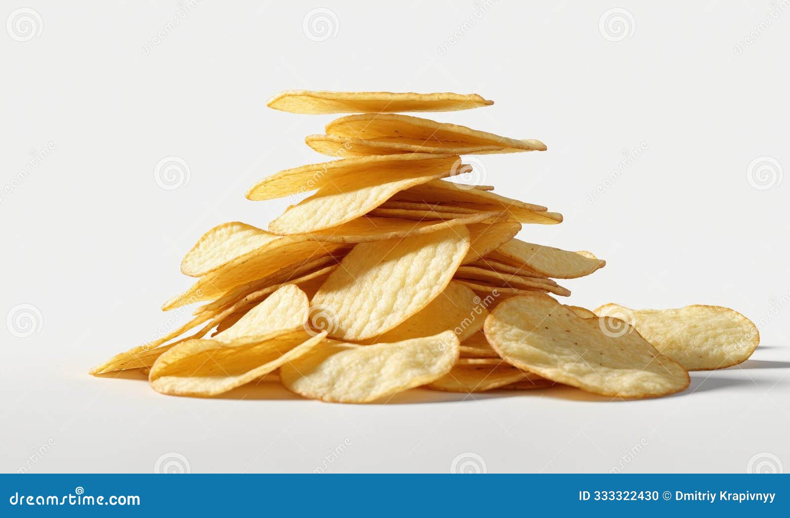 Potato Chips Stacked in Pyramid Shape on White Background Stock ...