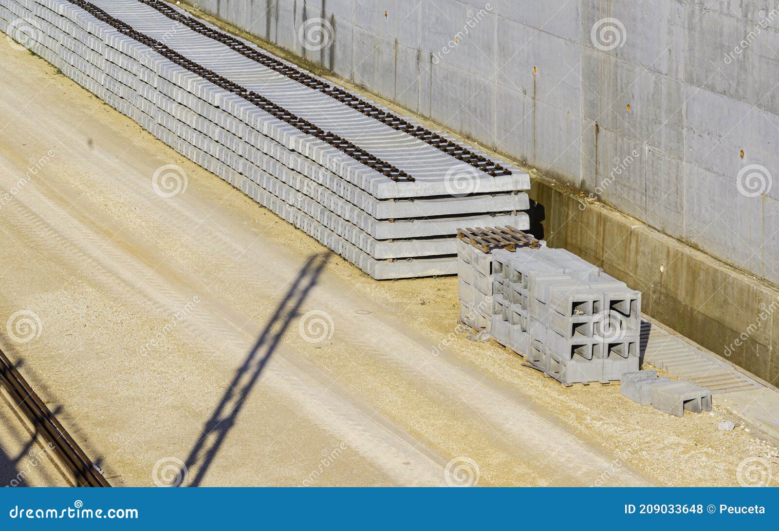 Pile of Precast Concrete Sleepers Ready for Construction in Trackwork ...