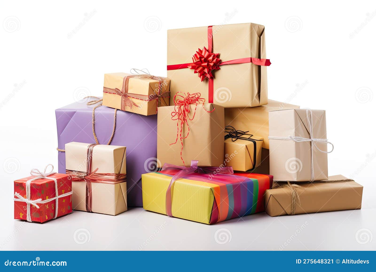 Pile of Presents, Waiting To Be Opened on the White Background Stock ...