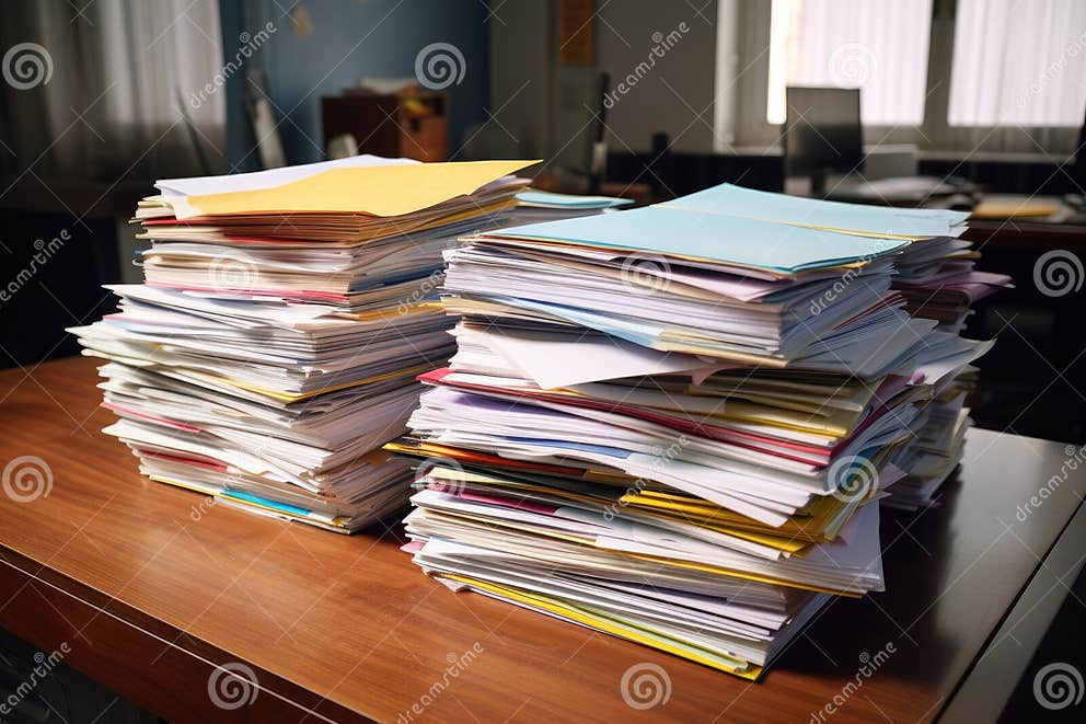 A Pile of Project Folders on an Office Desk Stock Photo - Image of ...