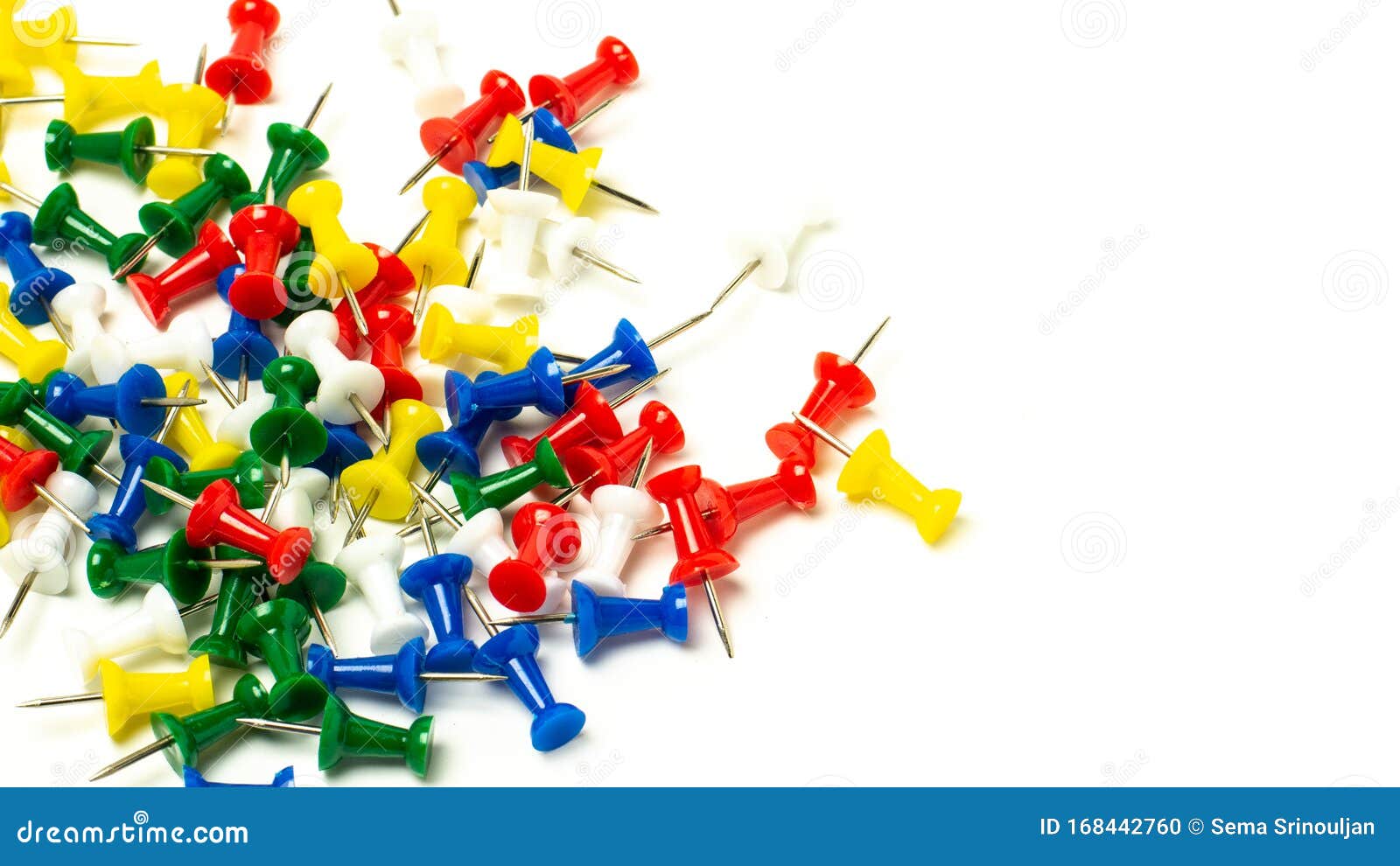 Pile of a Push Pin Isolated on White. Stock Photo - Image of pins ...