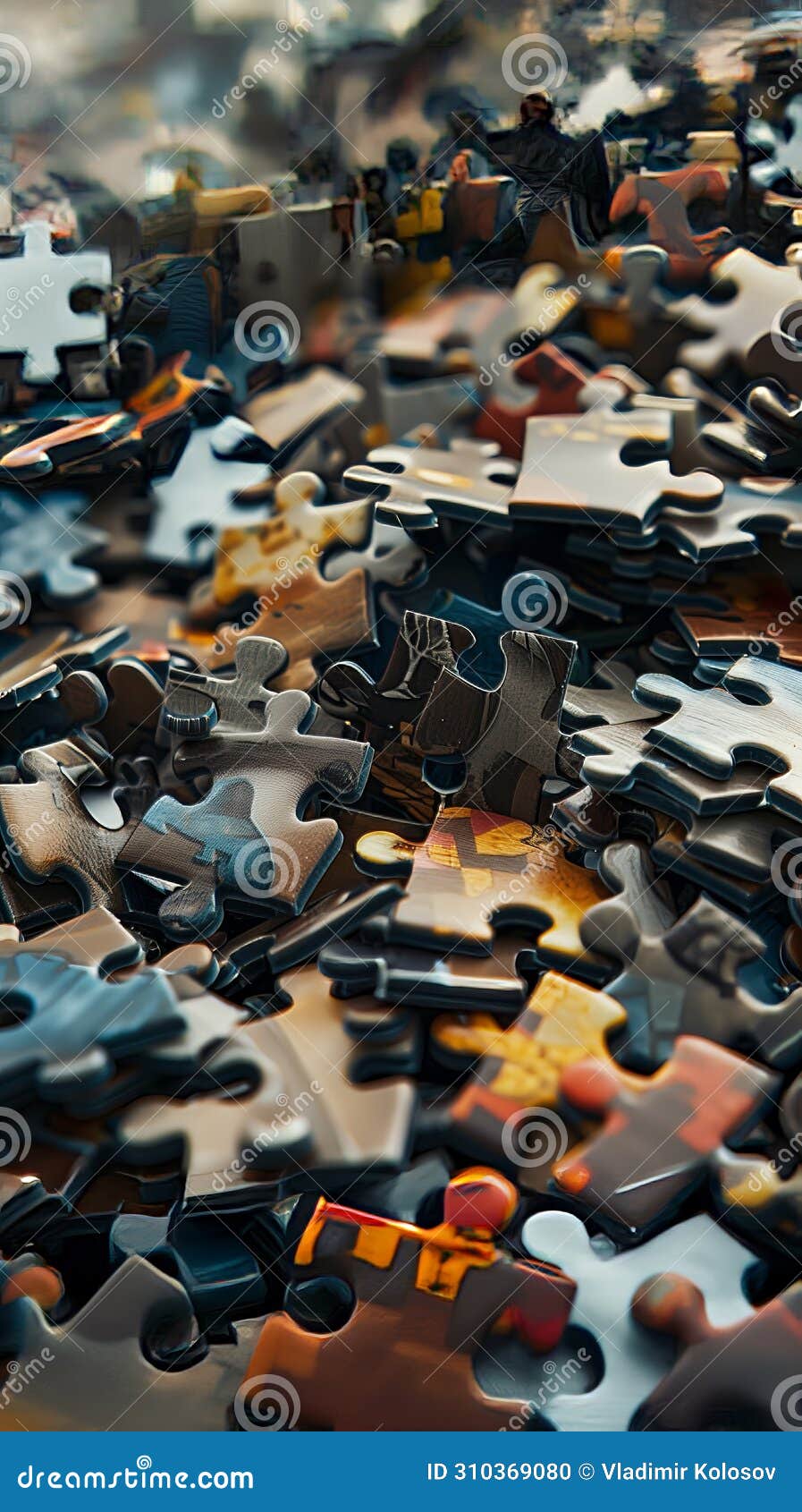 A Pile of Puzzle Pieces from a Low-angle Shot. Stock Illustration ...