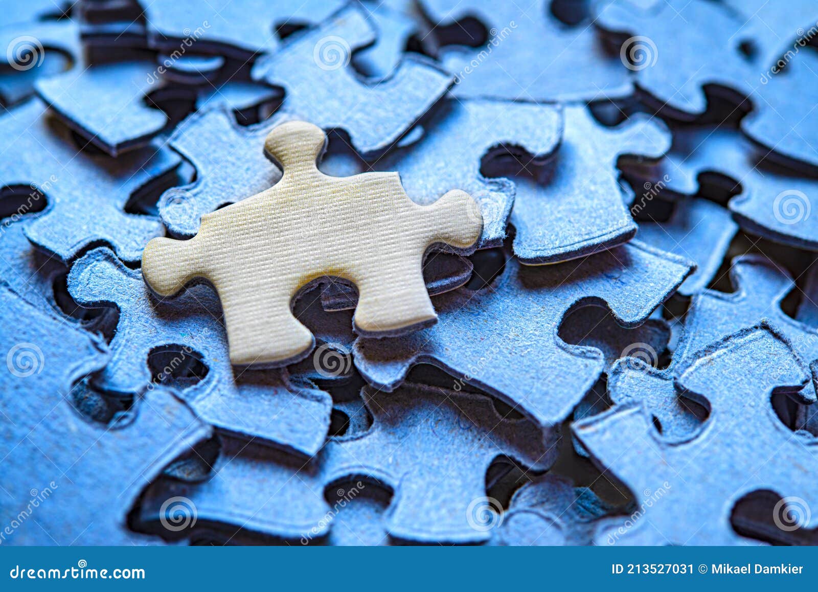 Pile of Puzzle Pieces on a Table Stock Image - Image of table ...