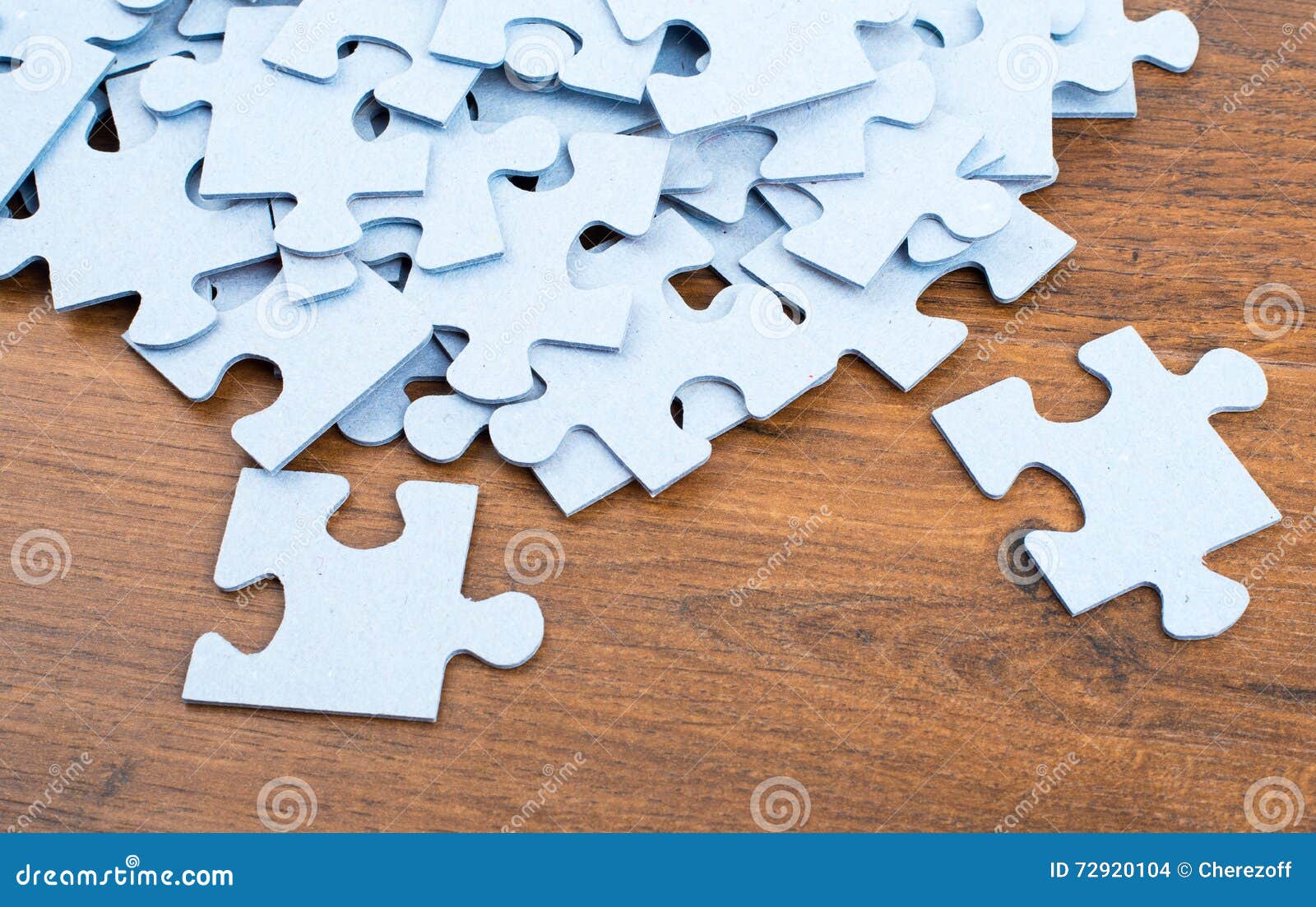 Pile of Puzzle Pieces on Table. Stock Photo - Image of metaphor, blue ...