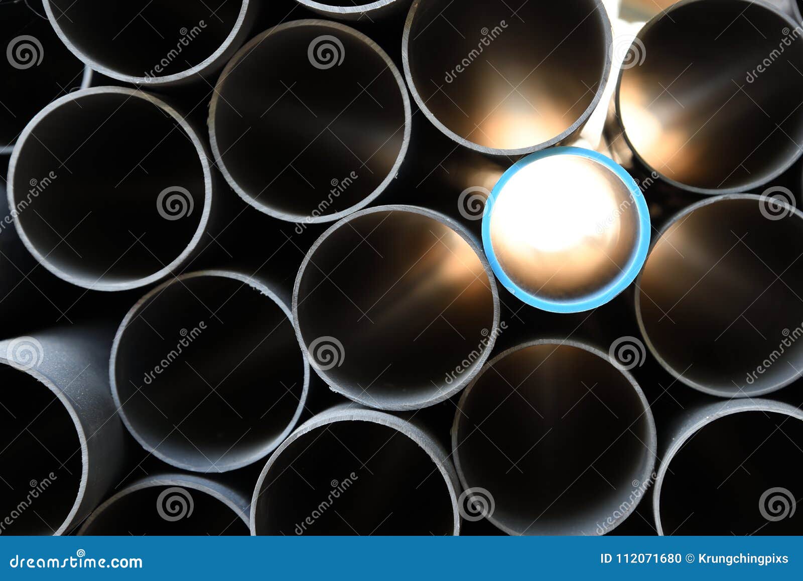 Pile of pvc. pipe. stock photo. Image of manufacturing - 112071680