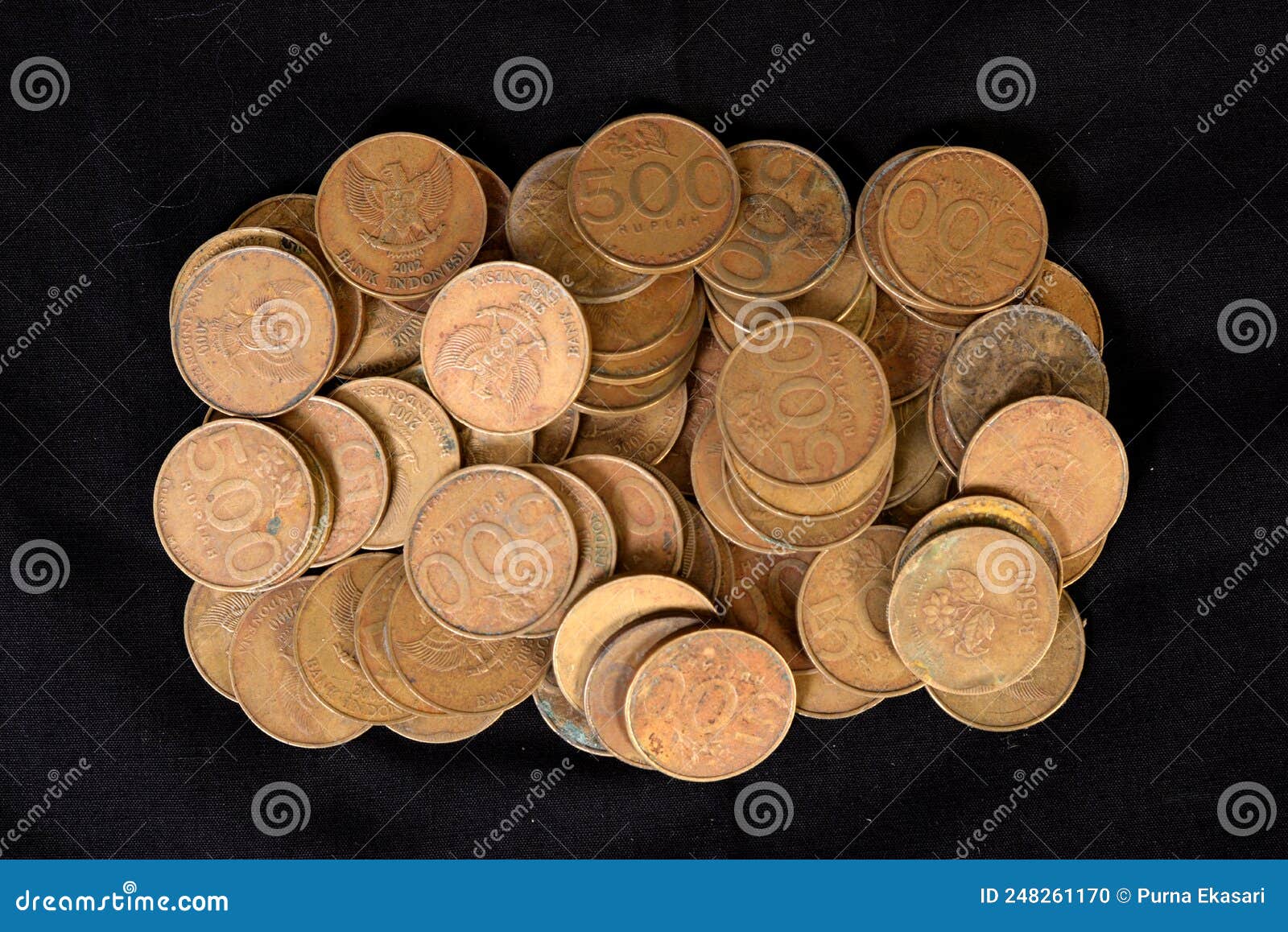 Pile of Random Gold Coins on Black Background Stock Photo - Image of ...