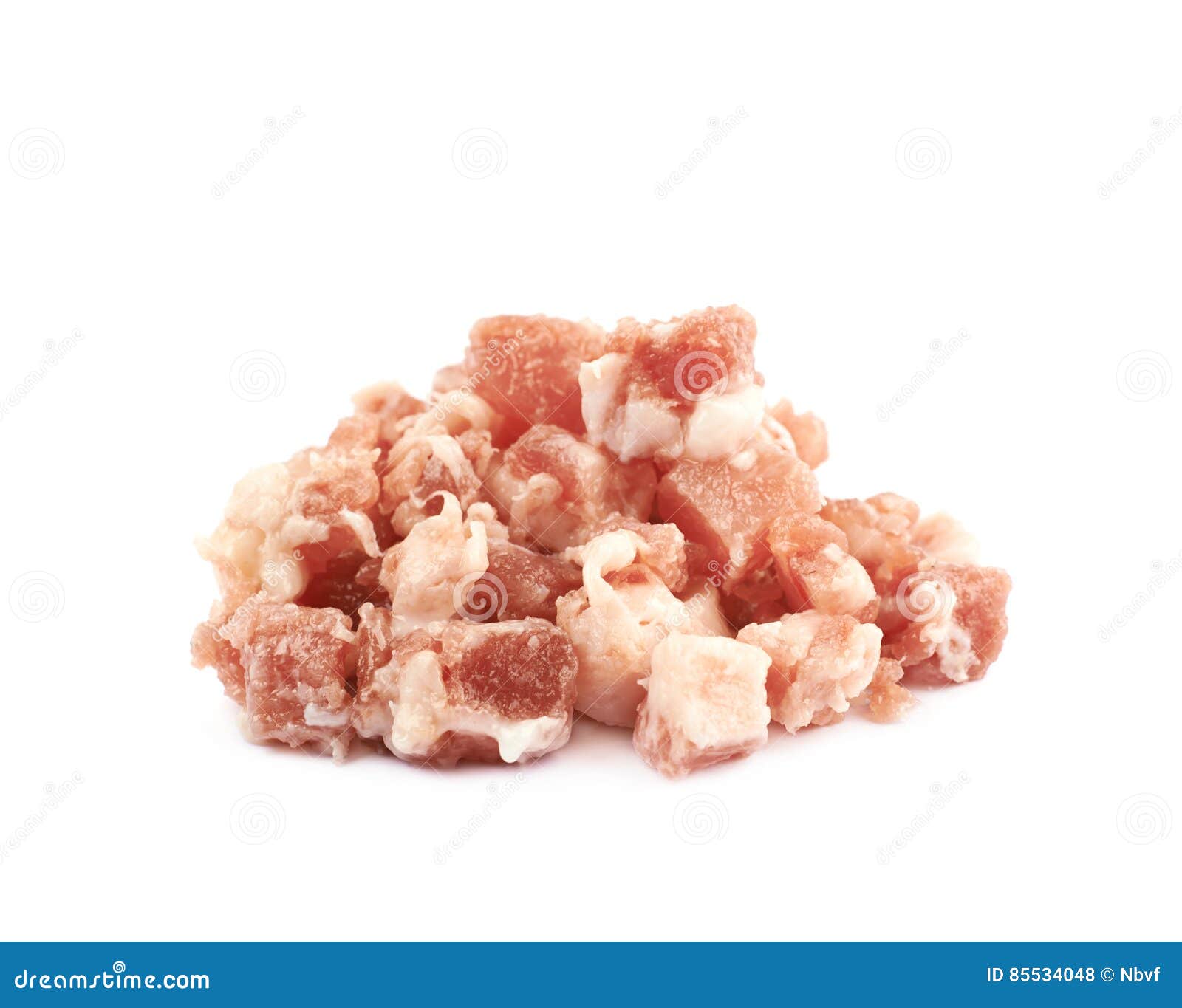 Pile of Raw Bacon Bits Isolated Stock Photo - Image of cross, pieces ...