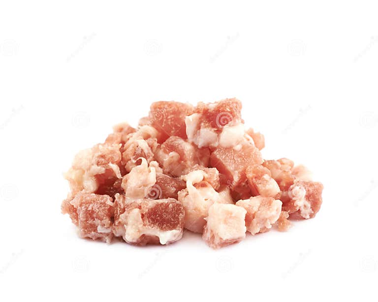 Pile of Raw Bacon Bits Isolated Stock Photo - Image of cross, pieces ...