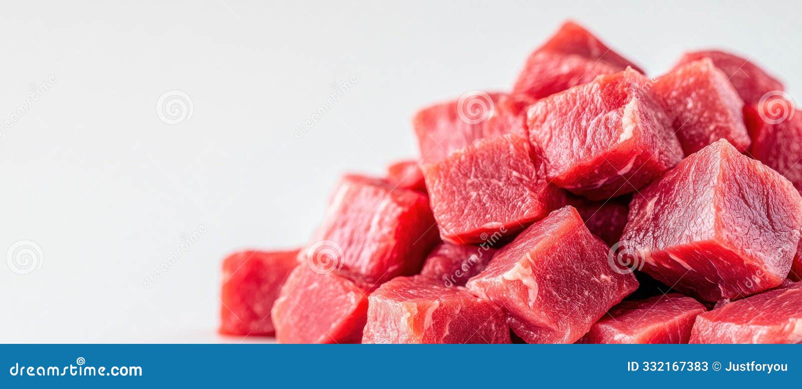 Pile of Raw Beef Cubes on White Background Stock Illustration ...