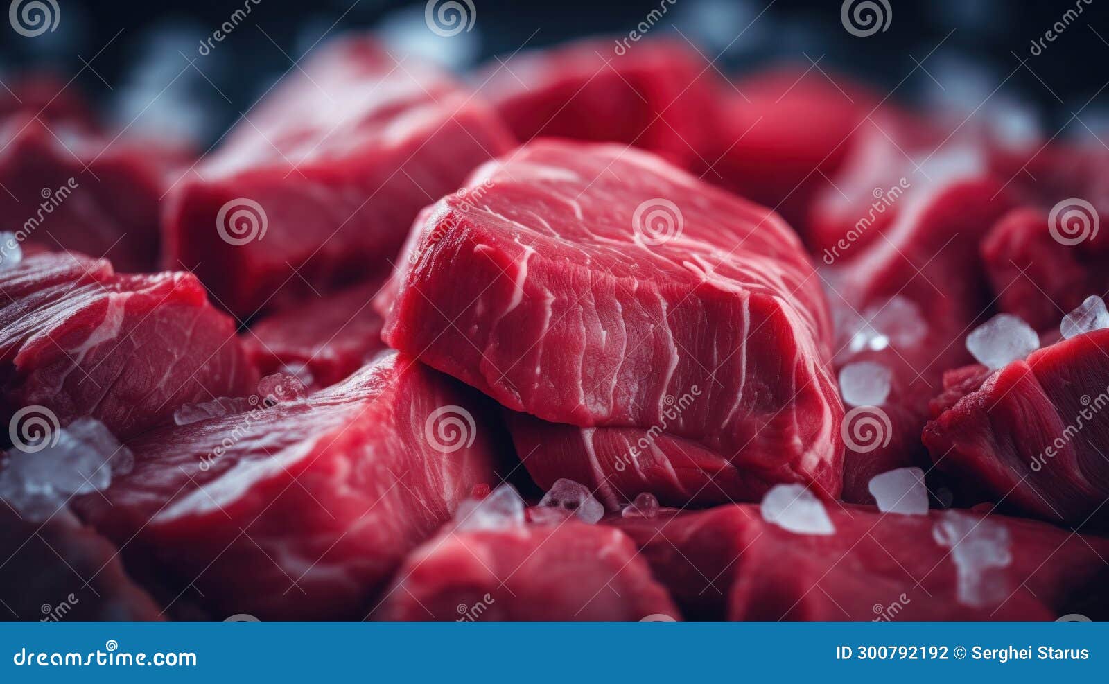 A Pile of Raw Meat with Ice Cubes on Top, AI Stock Photo - Image of ...
