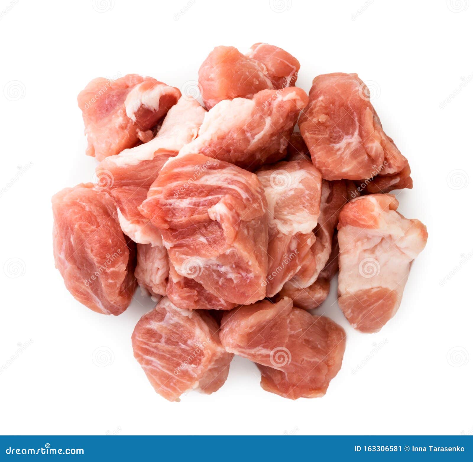 Pile of Raw Meat on a White Background. the View of the Top Stock Image ...