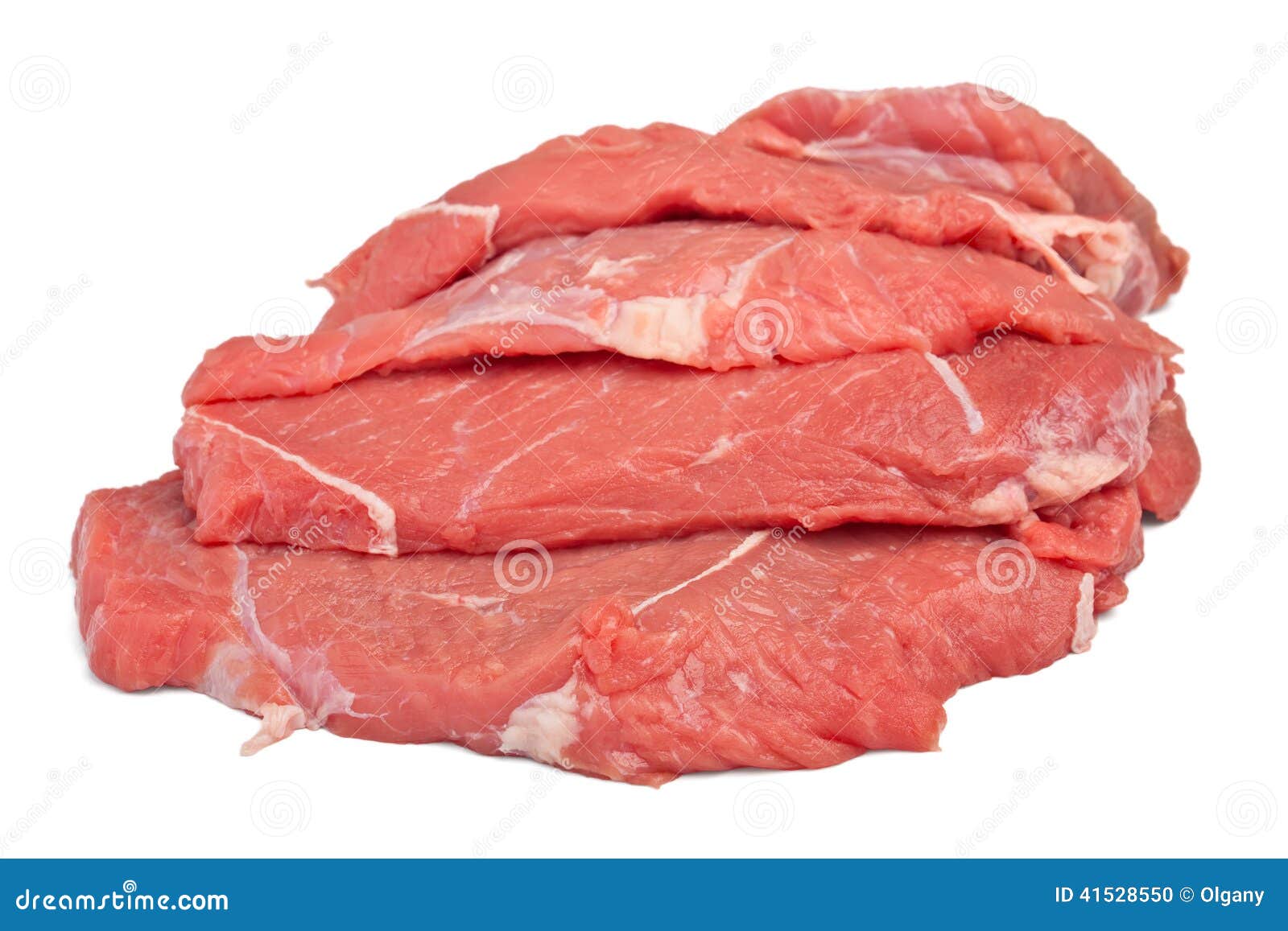 Pile of Raw Red Meat on White Background Stock Photo - Image of lunch ...